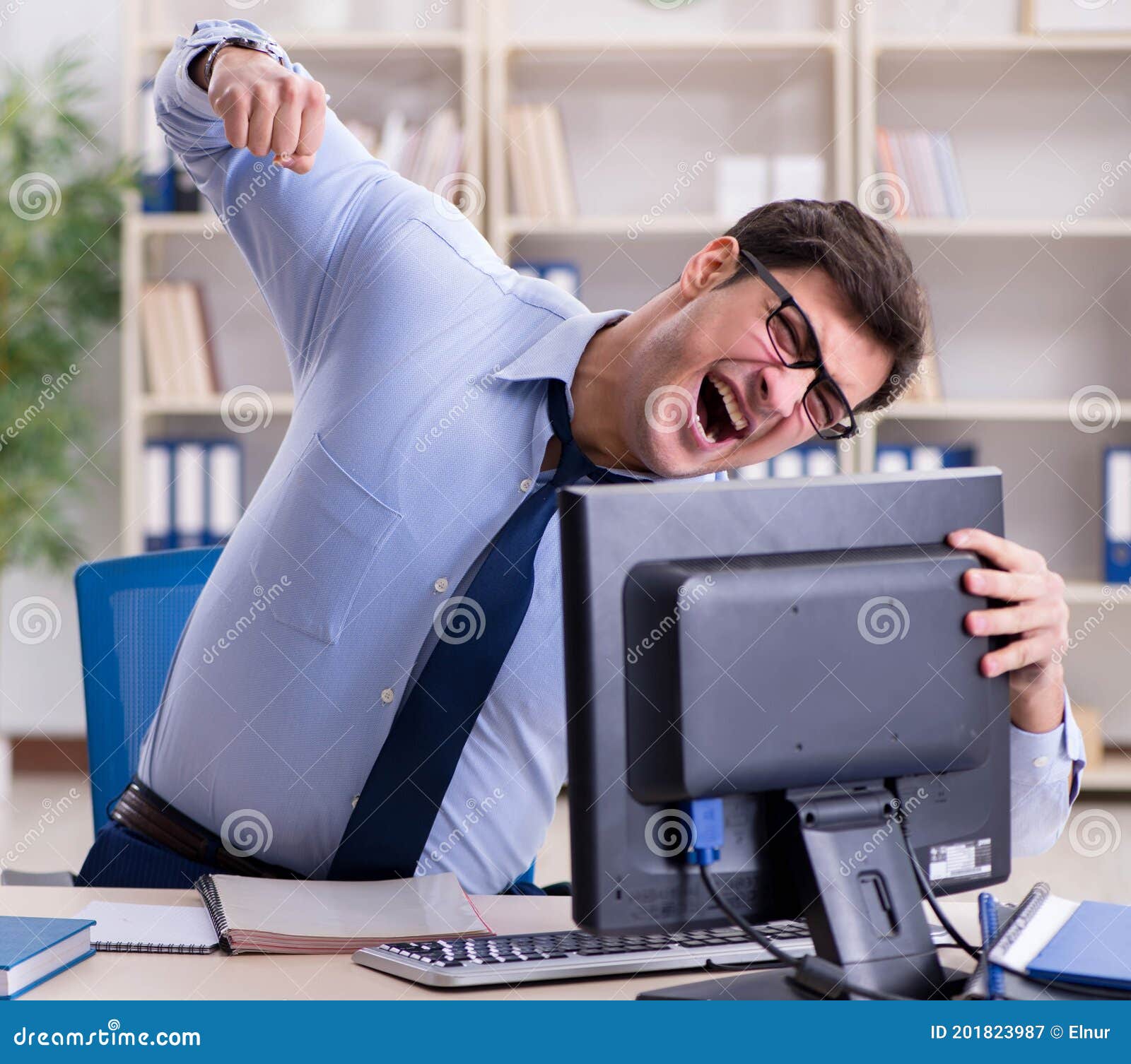 Angry Businessman Frustrated with Too Much Work Stock Image - Image of ...
