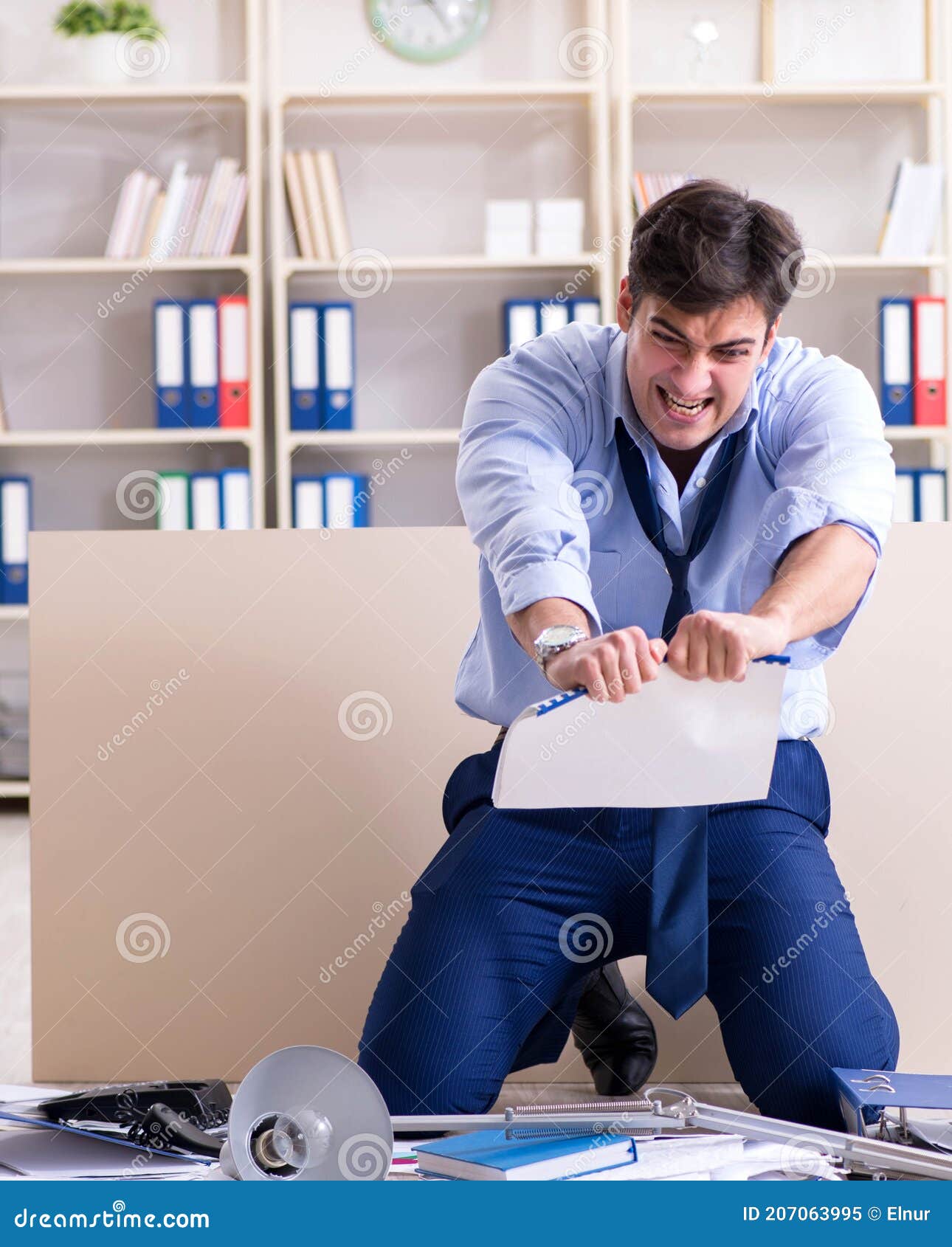Angry Businessman Frustrated with Too Much Work Stock Image - Image of ...