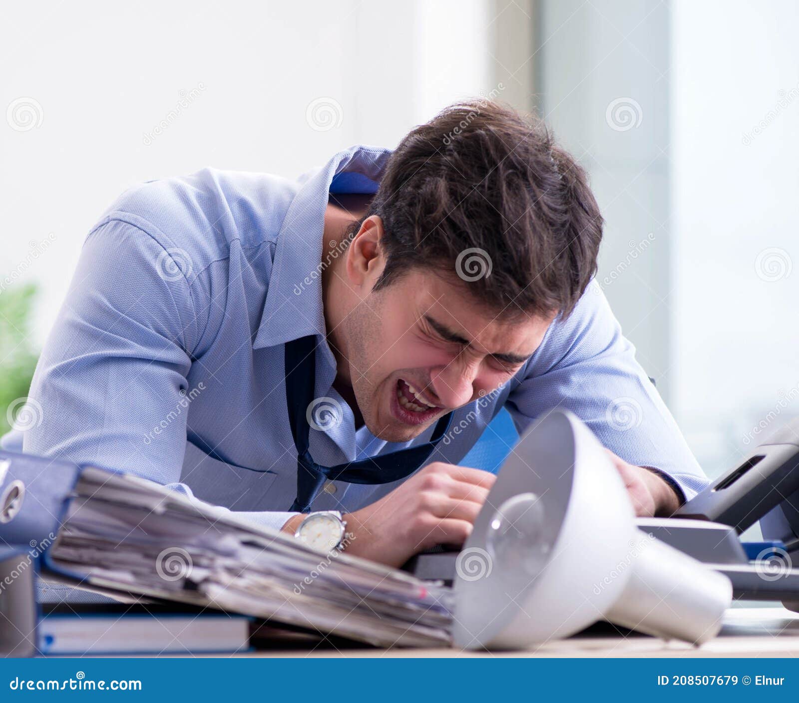 Angry Businessman Frustrated with Too Much Work Stock Image - Image of ...