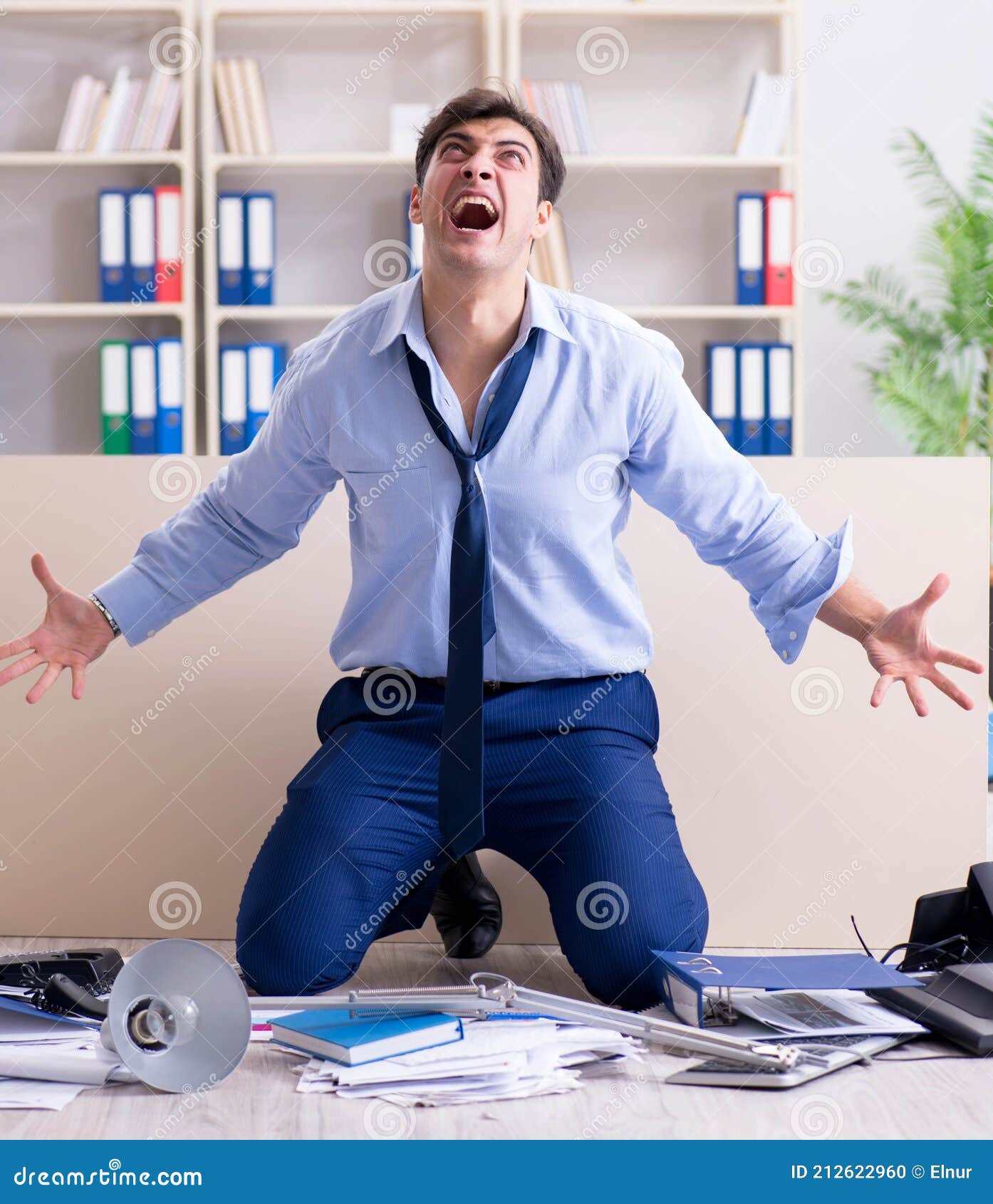 Angry Businessman Frustrated with Too Much Work Stock Photo - Image of ...