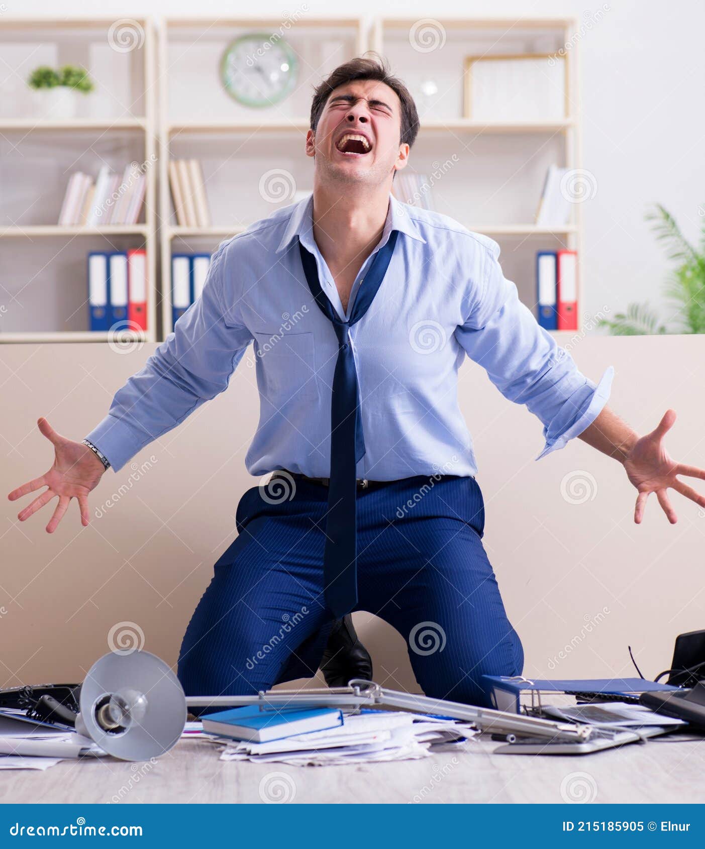 Angry Businessman Frustrated with Too Much Work Stock Image - Image of ...