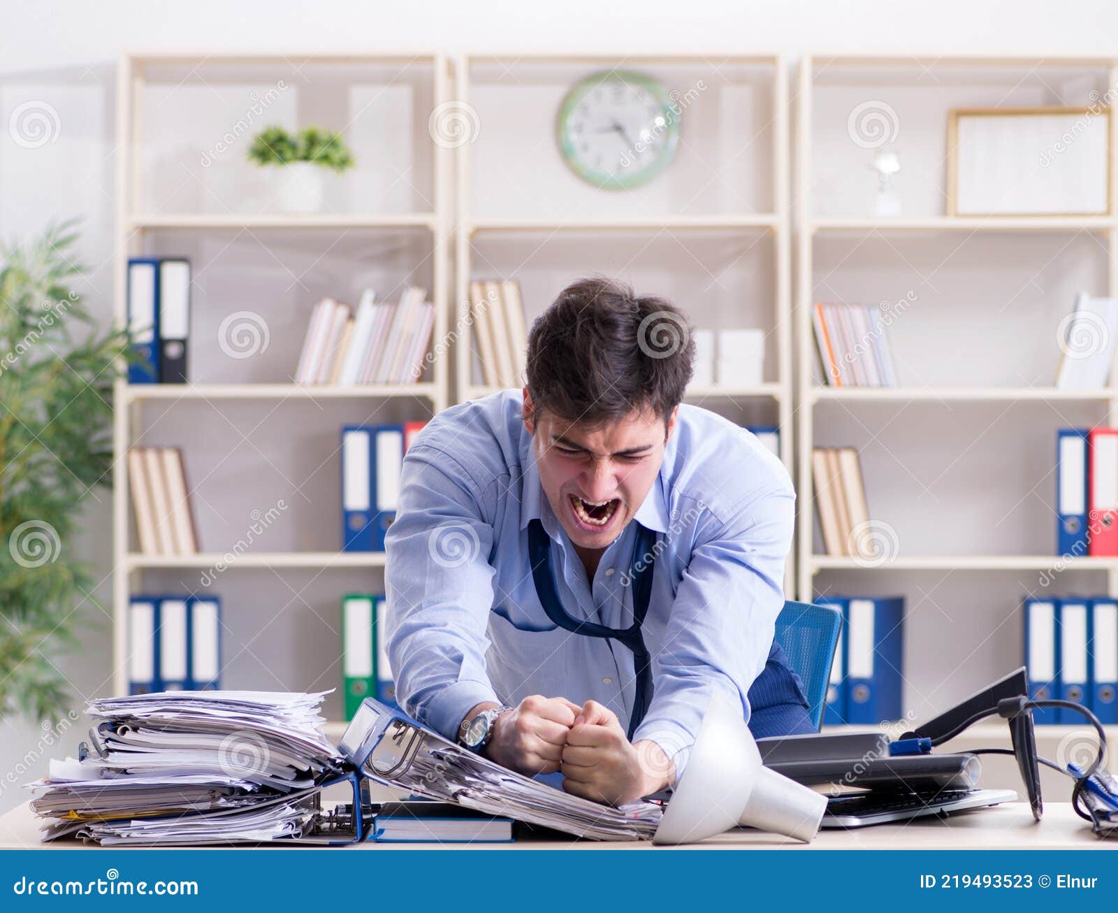 Angry Businessman Frustrated with Too Much Work Stock Image - Image of ...