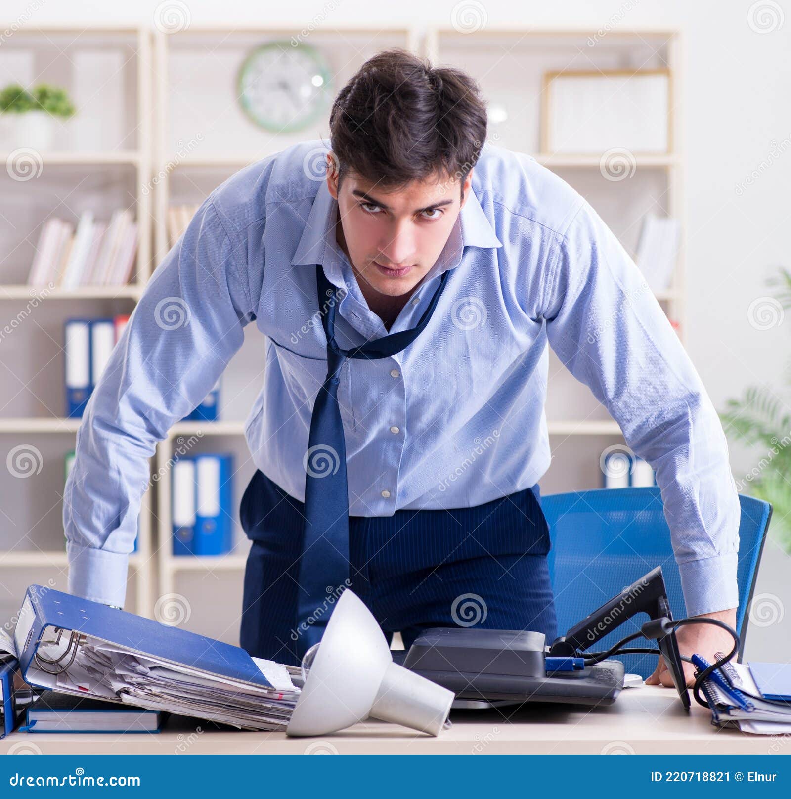 Angry Businessman Frustrated with Too Much Work Stock Image - Image of ...