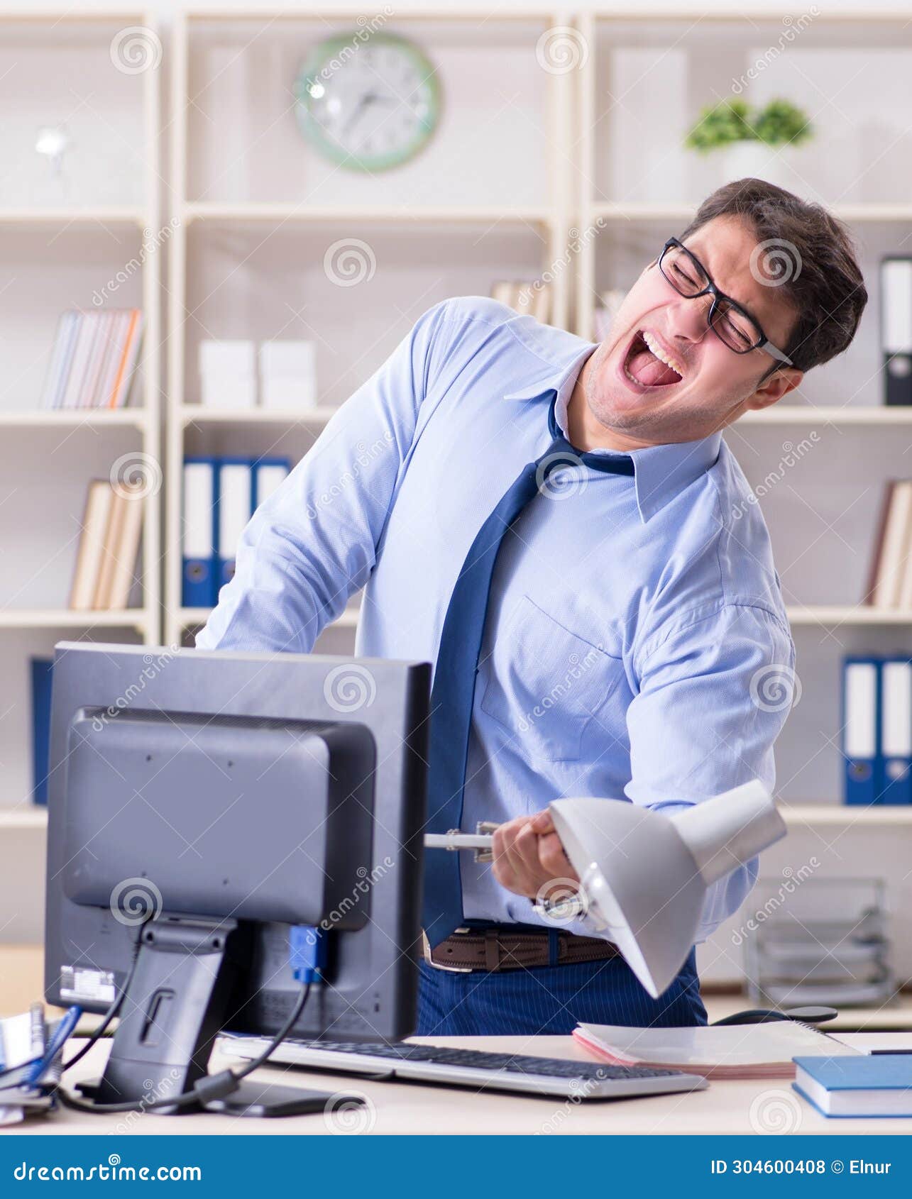 Angry Businessman Frustrated with Too Much Work Stock Photo - Image of ...