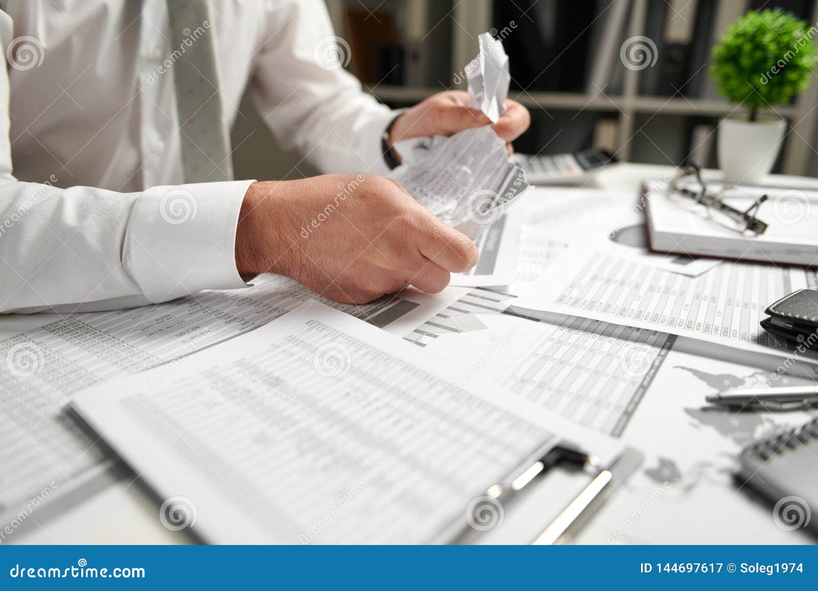 Angry Businessman Has Stress and Troubles with Bad Reports, he Breaks ...