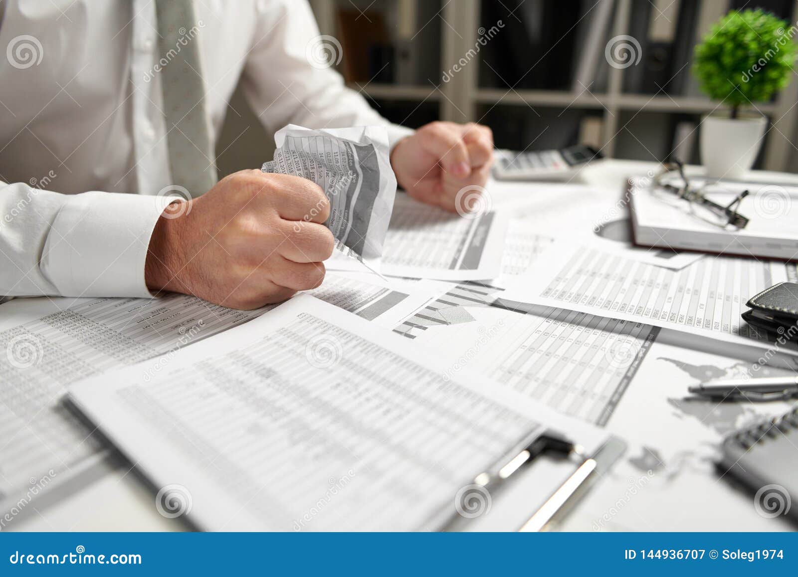 Angry Businessman Has Stress and Troubles with Bad Reports, he Breaks ...