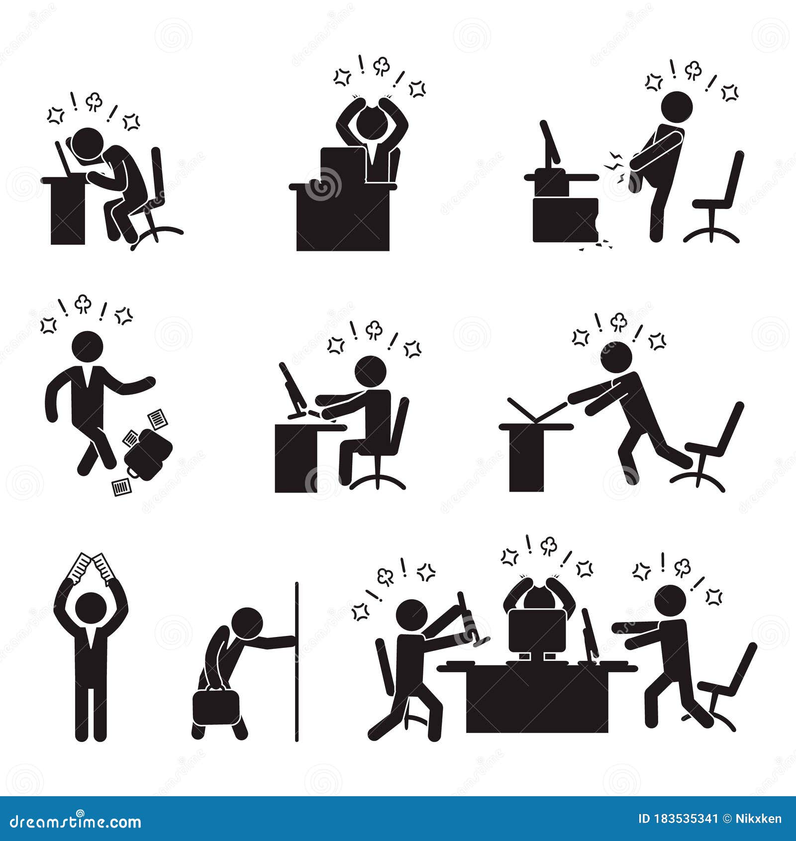 Angry Businessman Icon Set. Vector Stock Vector - Illustration of ...