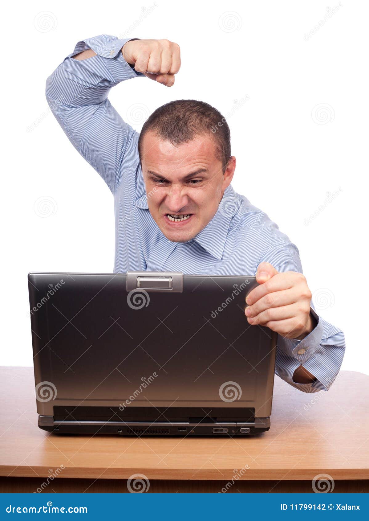 Angry Businessman at Laptop Stock Photo - Image of crazy, notebook ...
