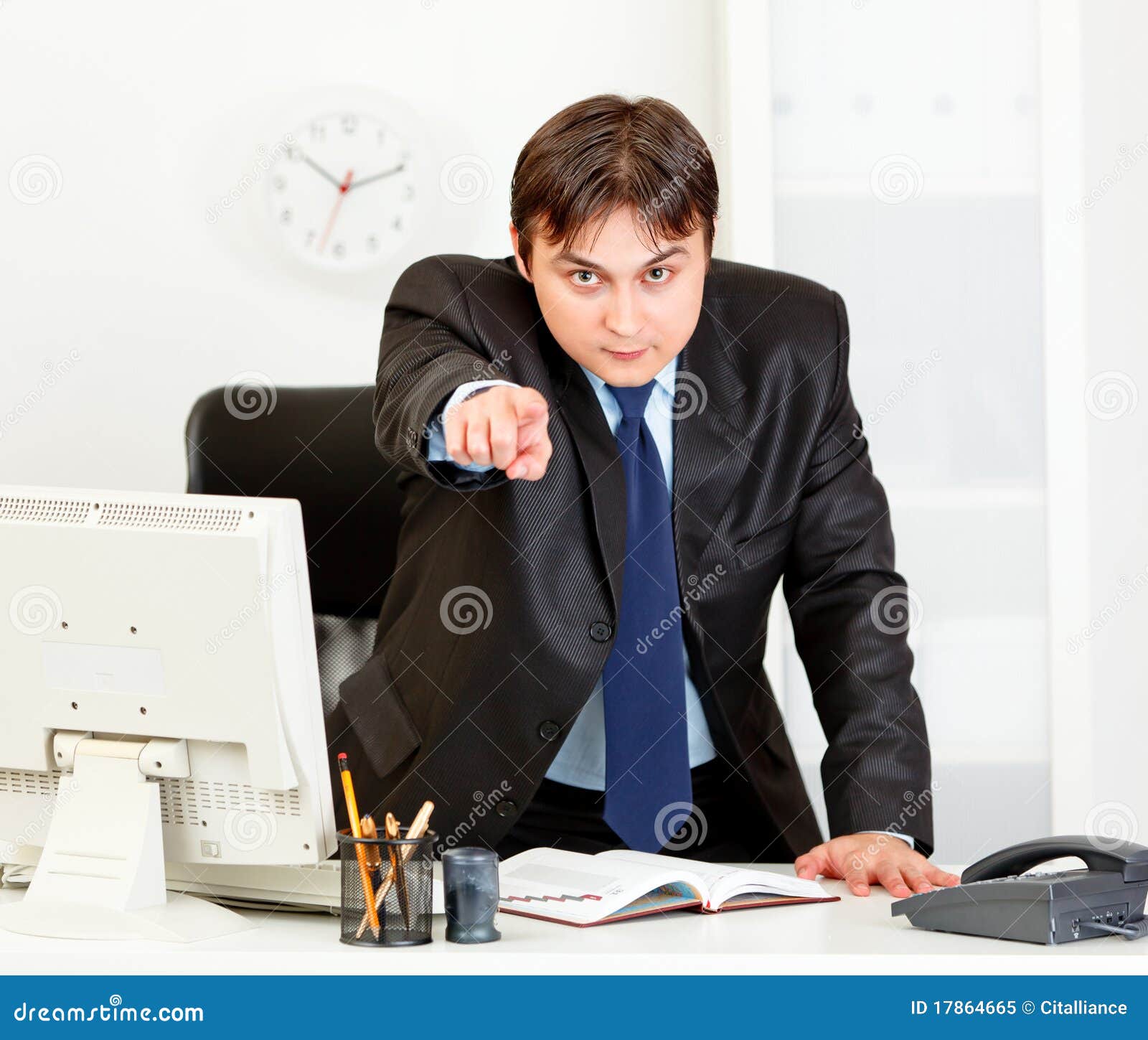 Angry Businessman Pointing Finger on You Stock Image - Image of copy ...