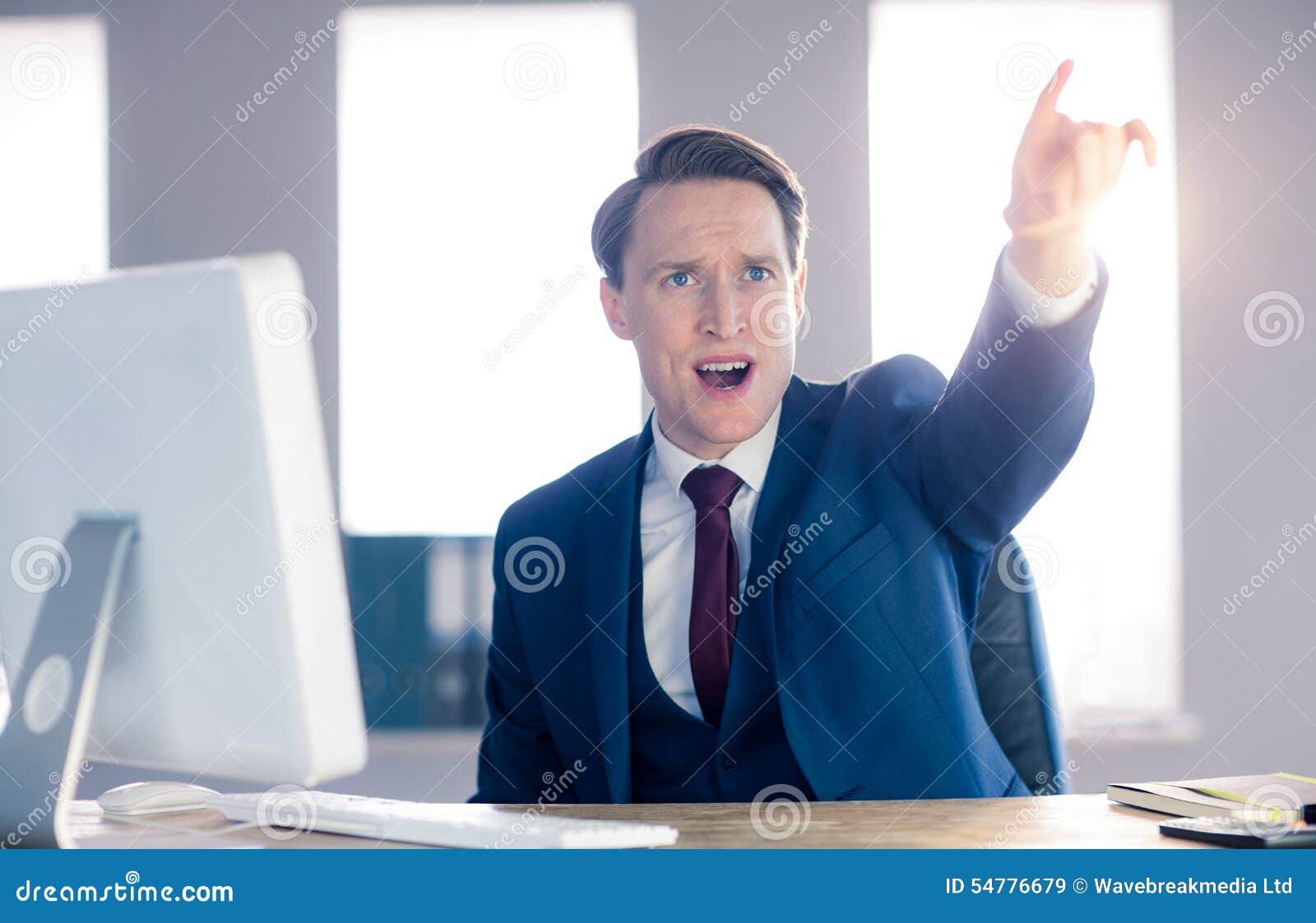 Angry Businessman Pointing and Shouting Stock Image - Image of smart ...