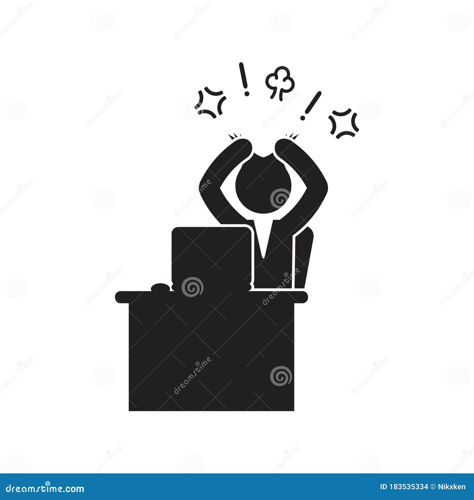 Angry Businessman Pulling Hair Icon. Vector Stock Vector - Illustration ...