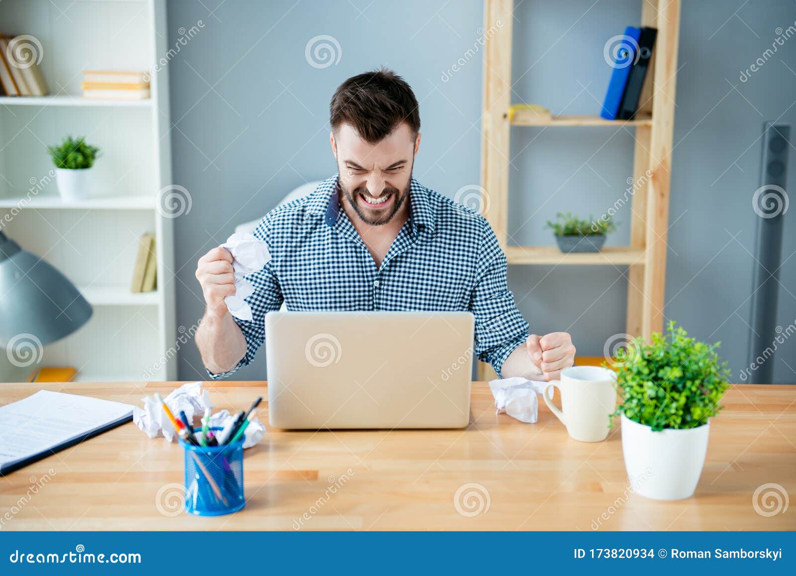 Angry Businessman in Rage Working in Office Stock Photo - Image of ...