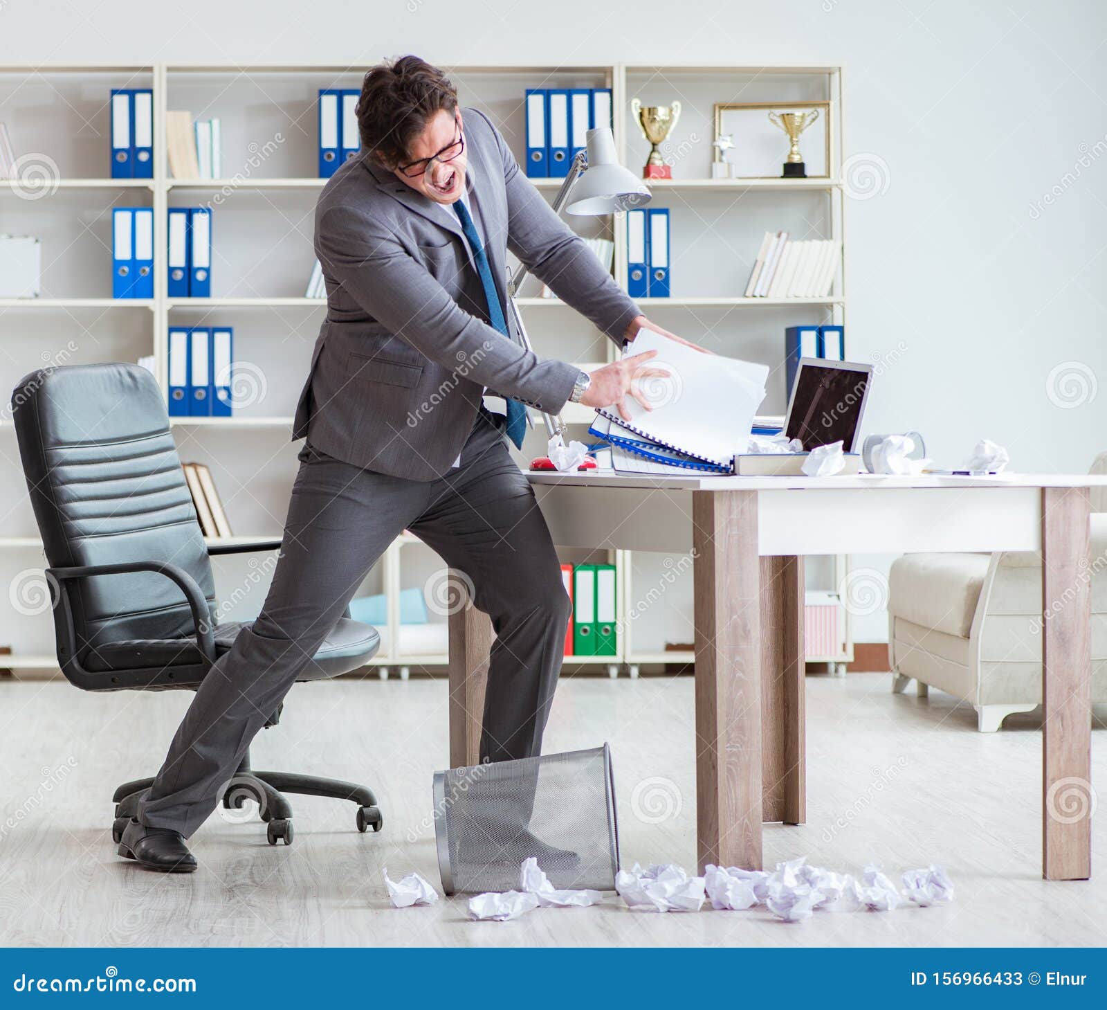 Angry Businessman Shocked Working in the Office Fired Sacked Stock ...