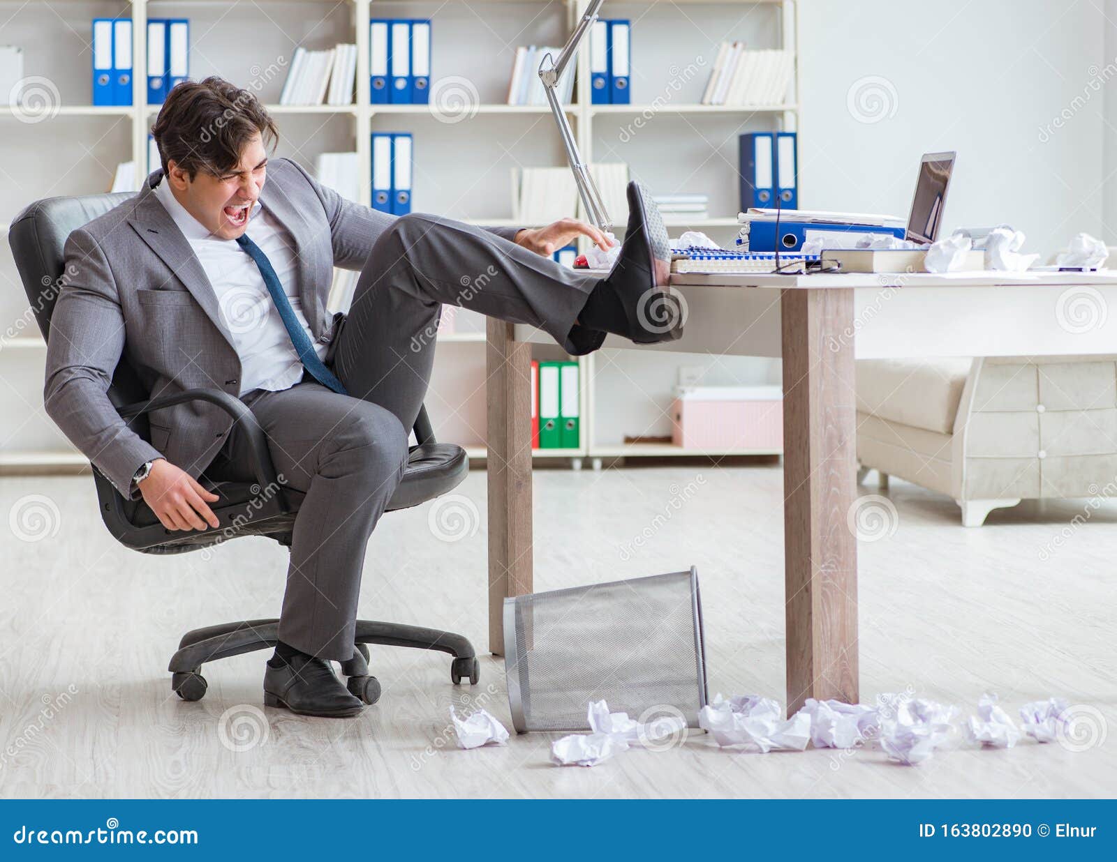 Angry Businessman Shocked Working in the Office Fired Sacked Stock ...