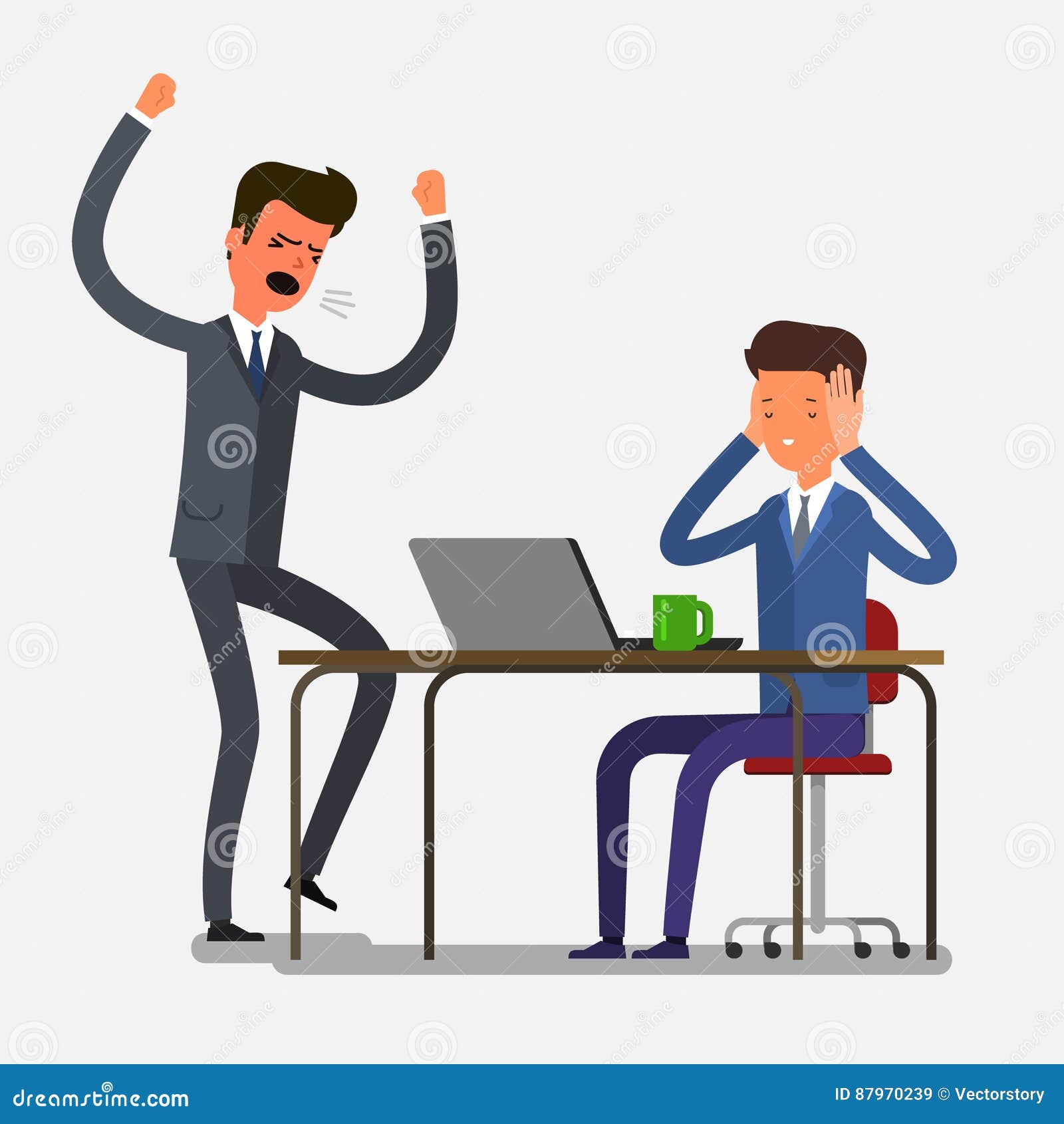 Angry Businessman Shouting at His Workers Stock Vector - Illustration ...