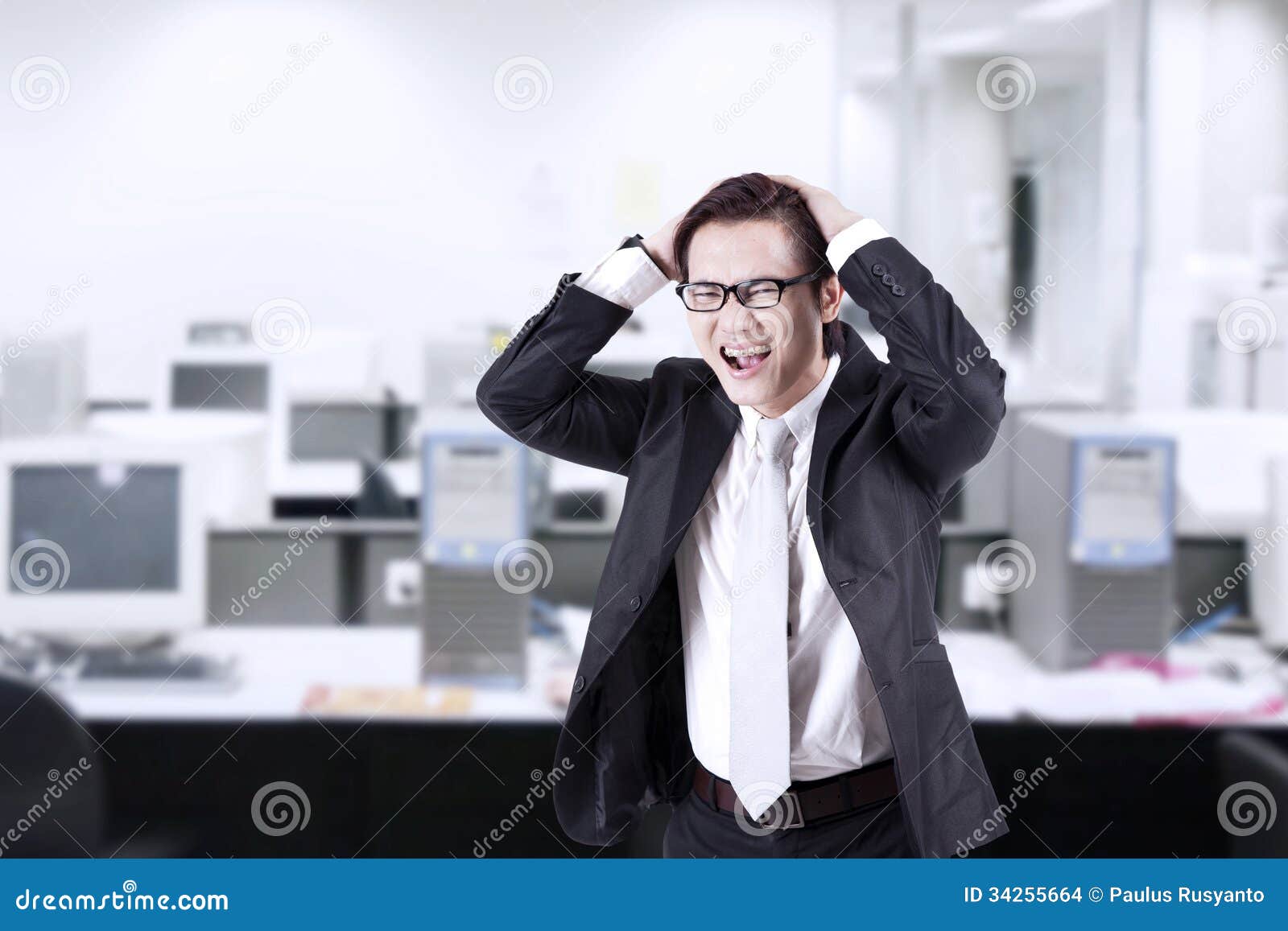 Angry Businessman Shouting at Office Stock Photo - Image of manager ...