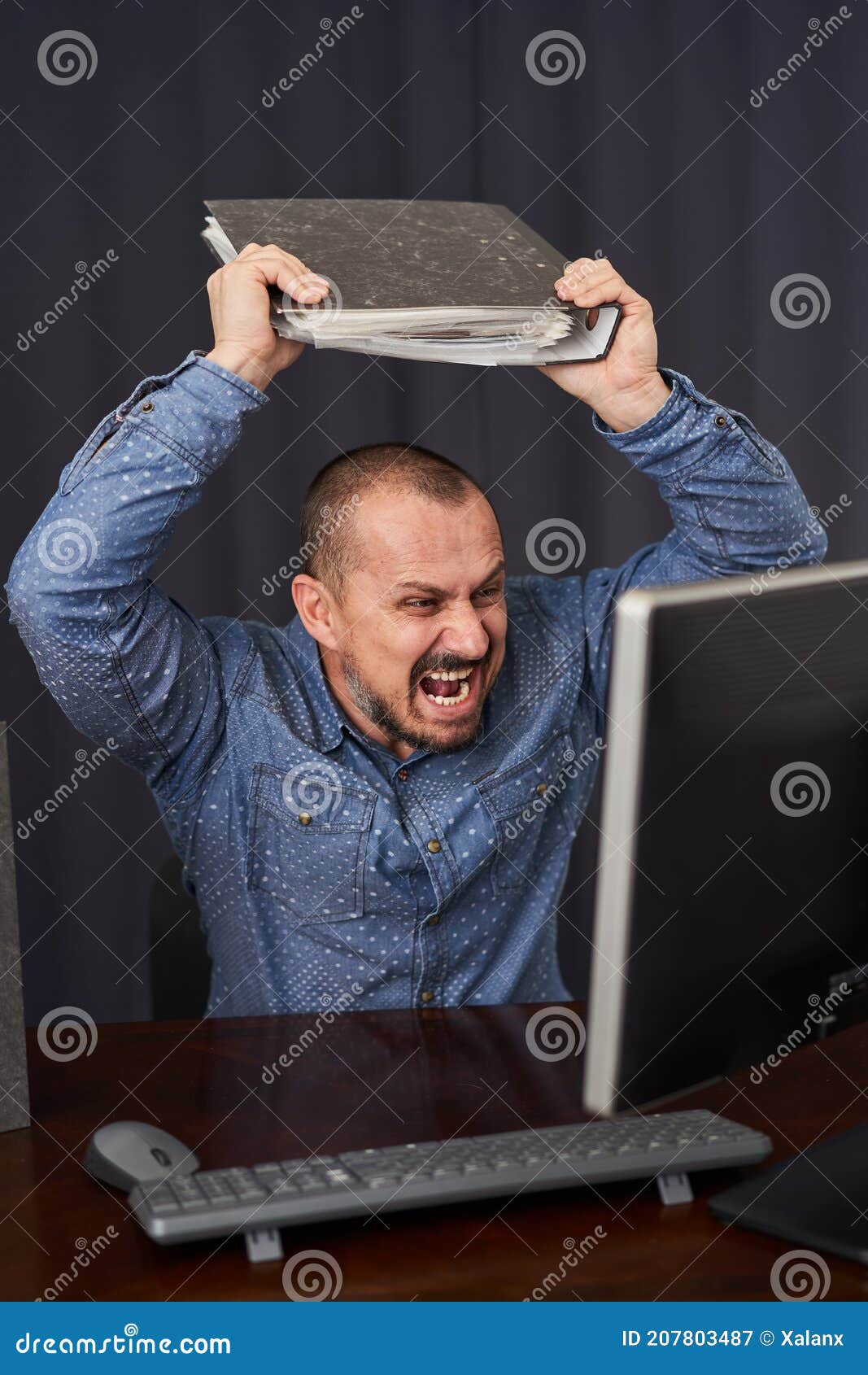 Angry Businessman Smashing Computer Stock Image - Image of office, male ...