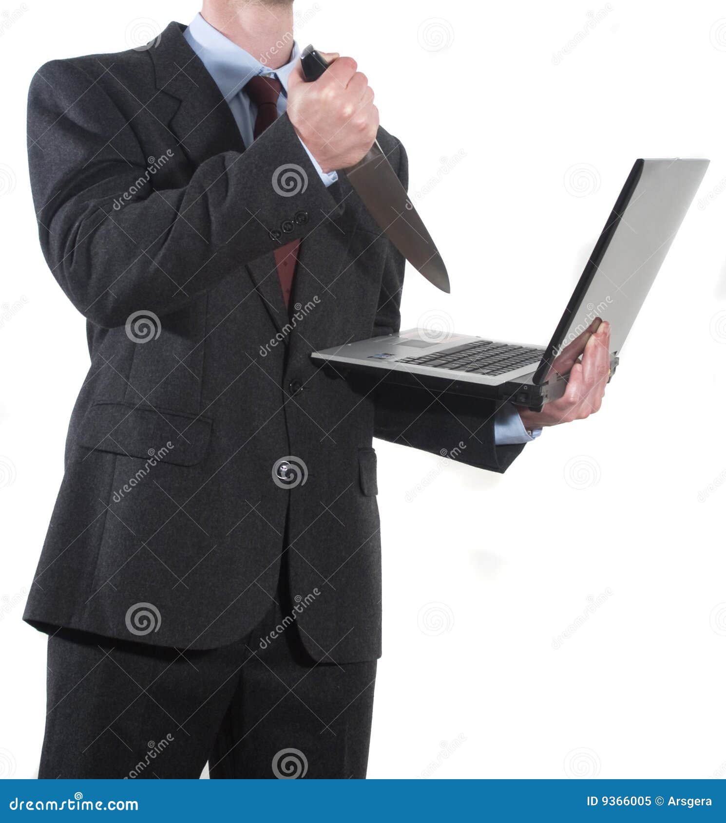 Angry Businessman Stabbing Notebook with a Knife Stock Image - Image of ...