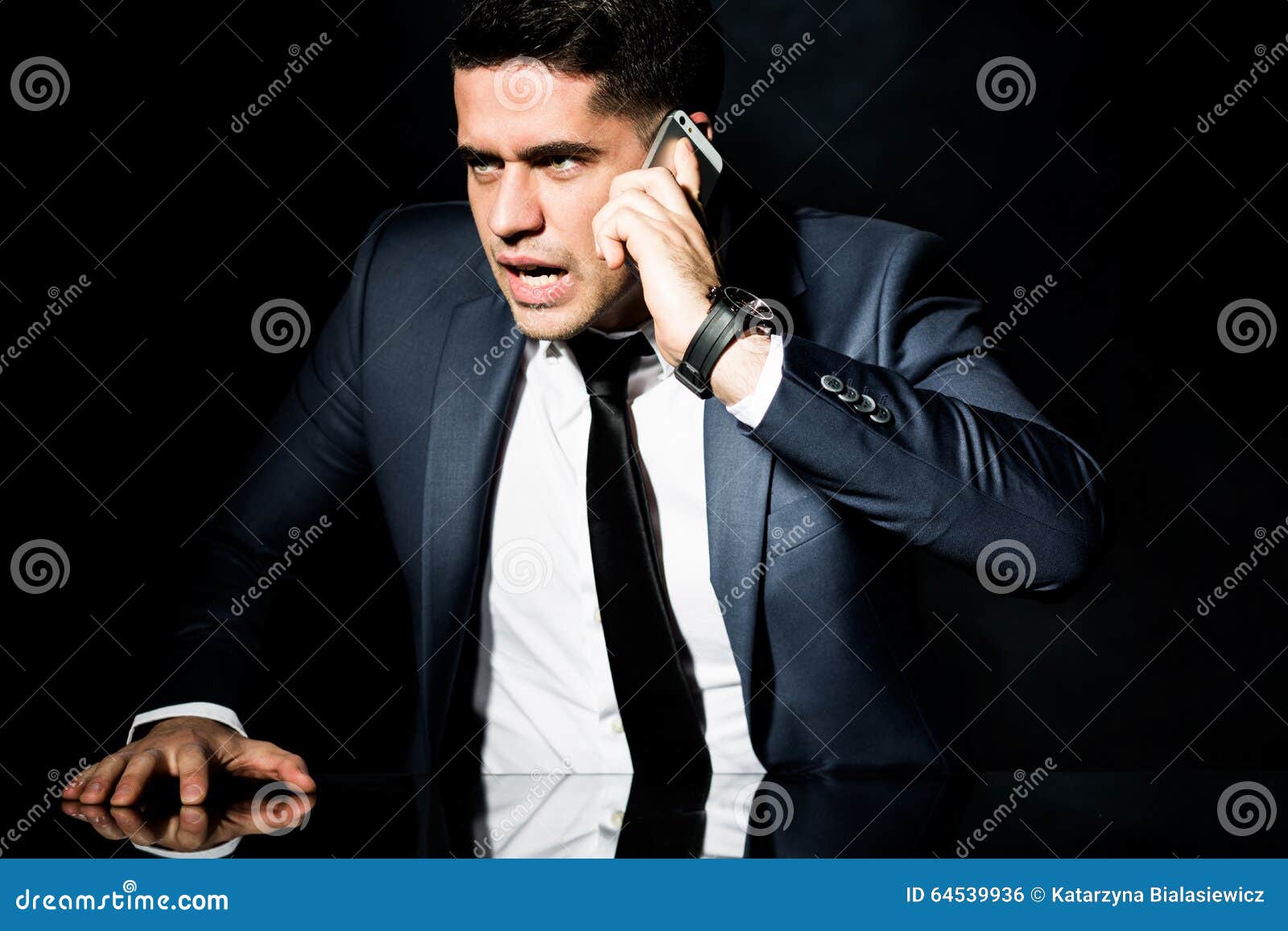 Angry Businessman Talking on Phone Stock Photo - Image of respect ...