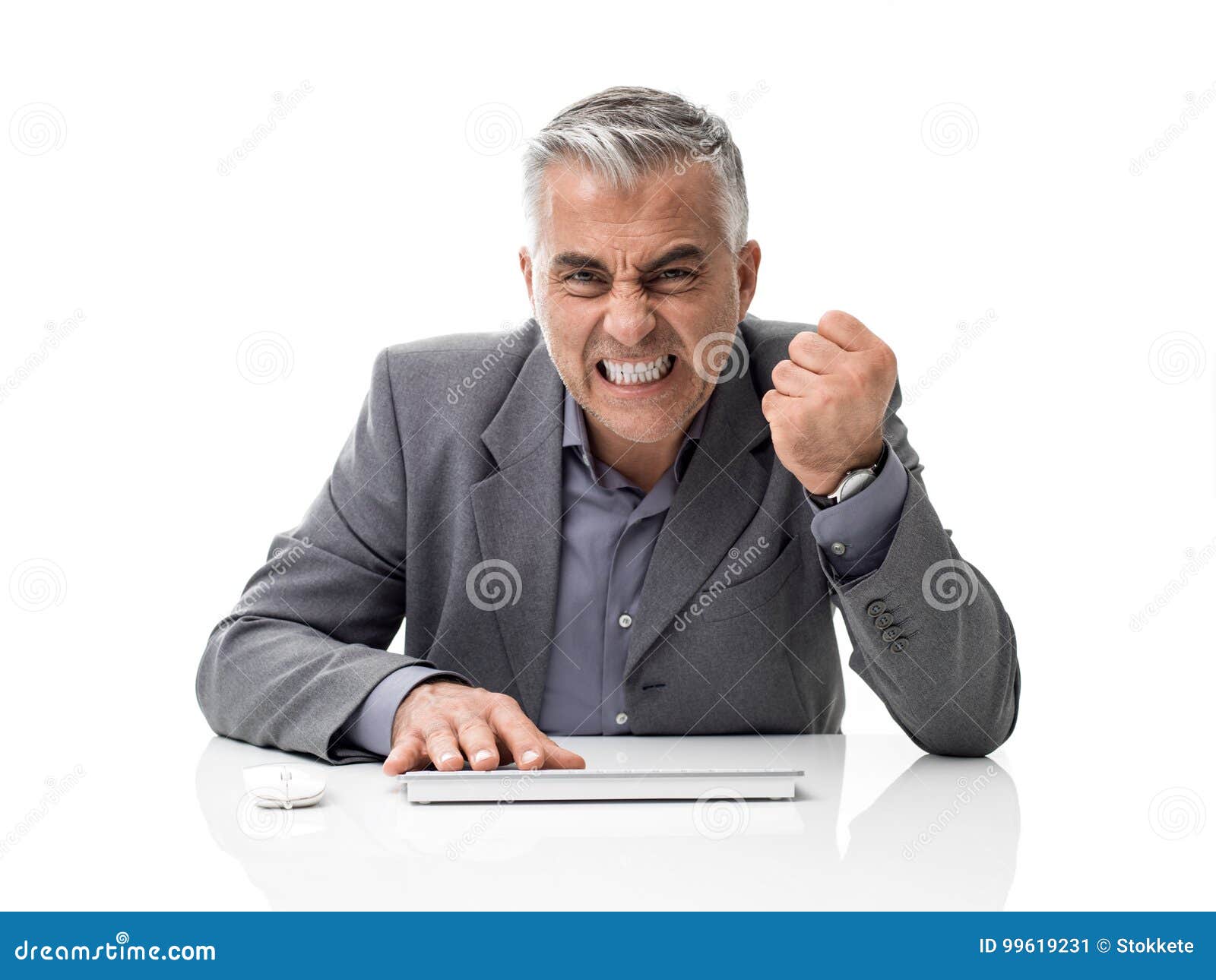 Angry Businessman Working with a Computer Stock Image - Image of ...