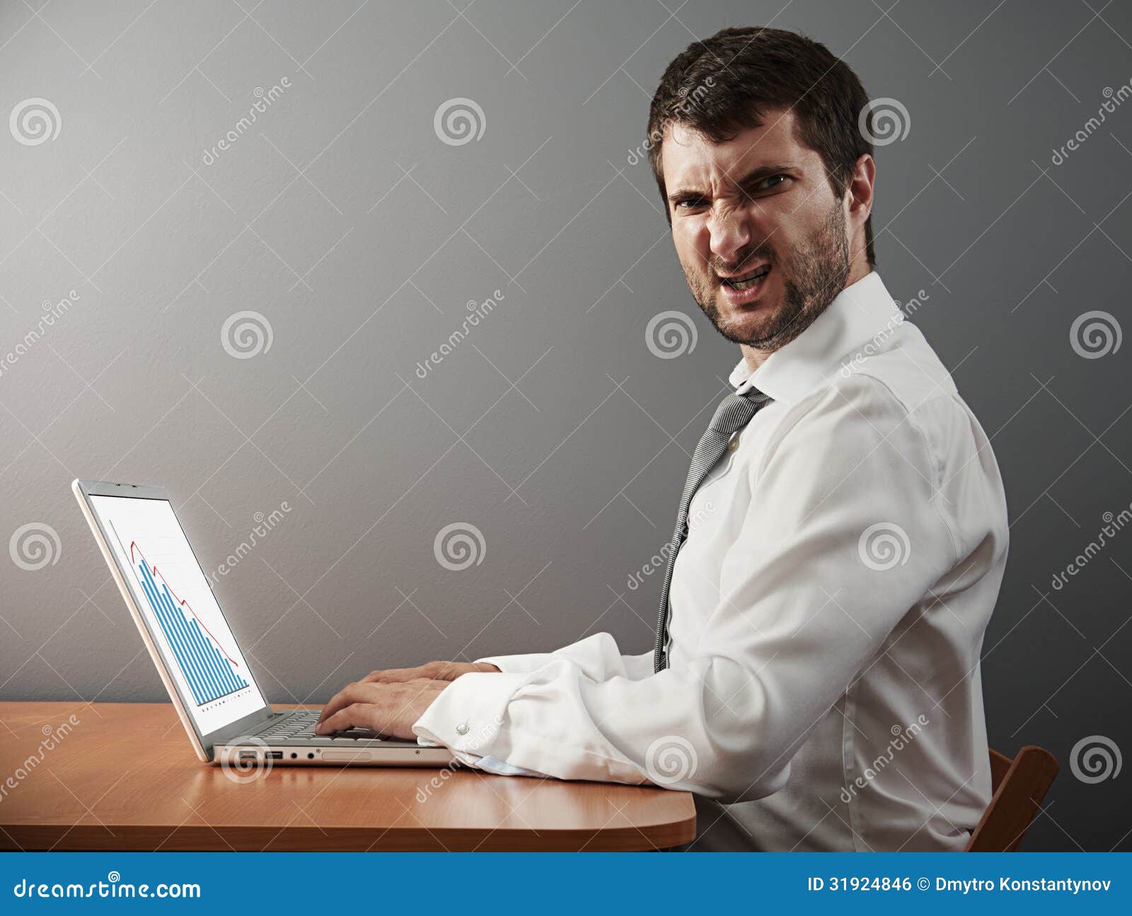 Angry Businessman Working with Laptop Stock Photo - Image of finance ...