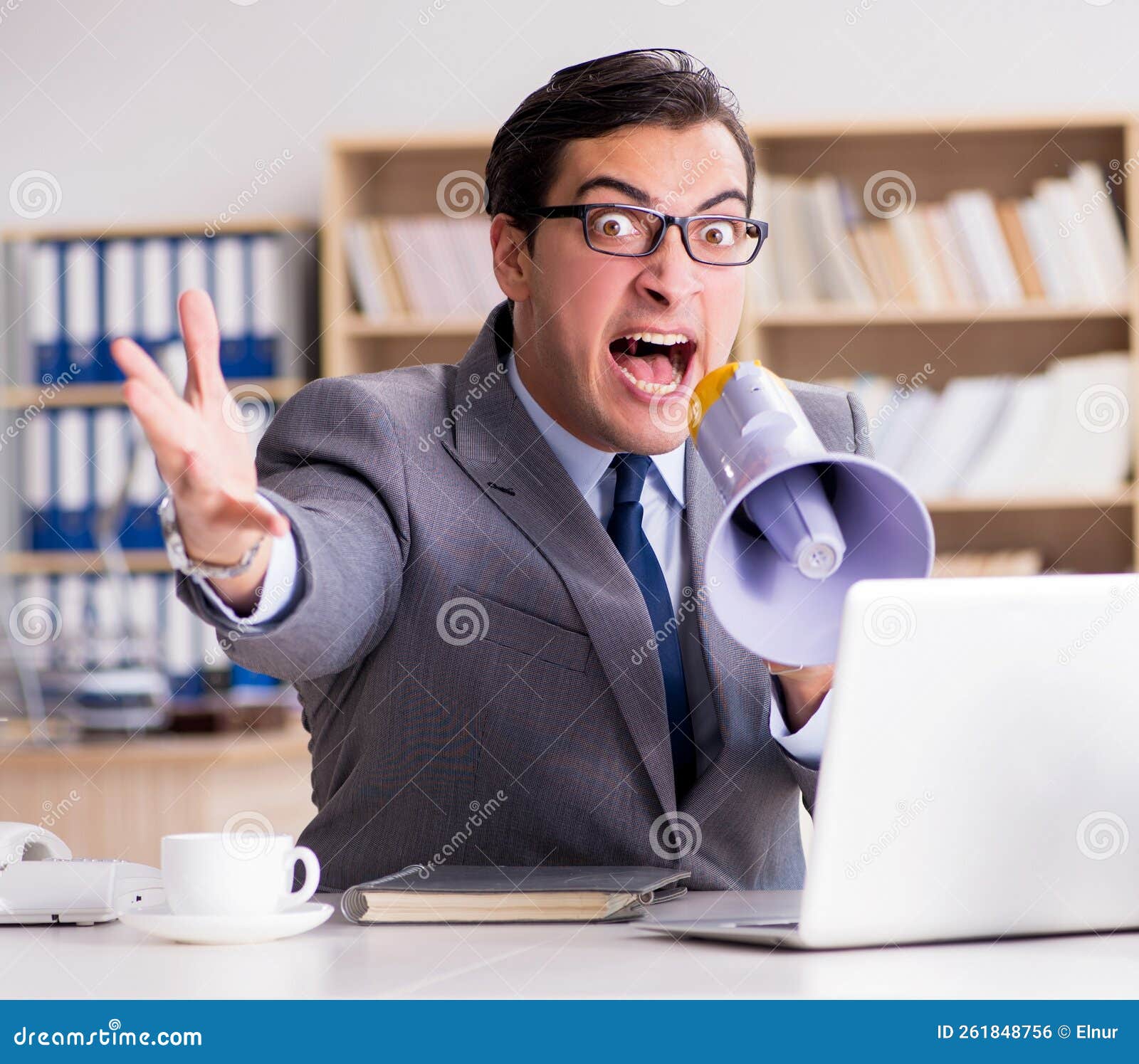 Angry Businessman Working in the Office Stock Photo - Image of loud ...