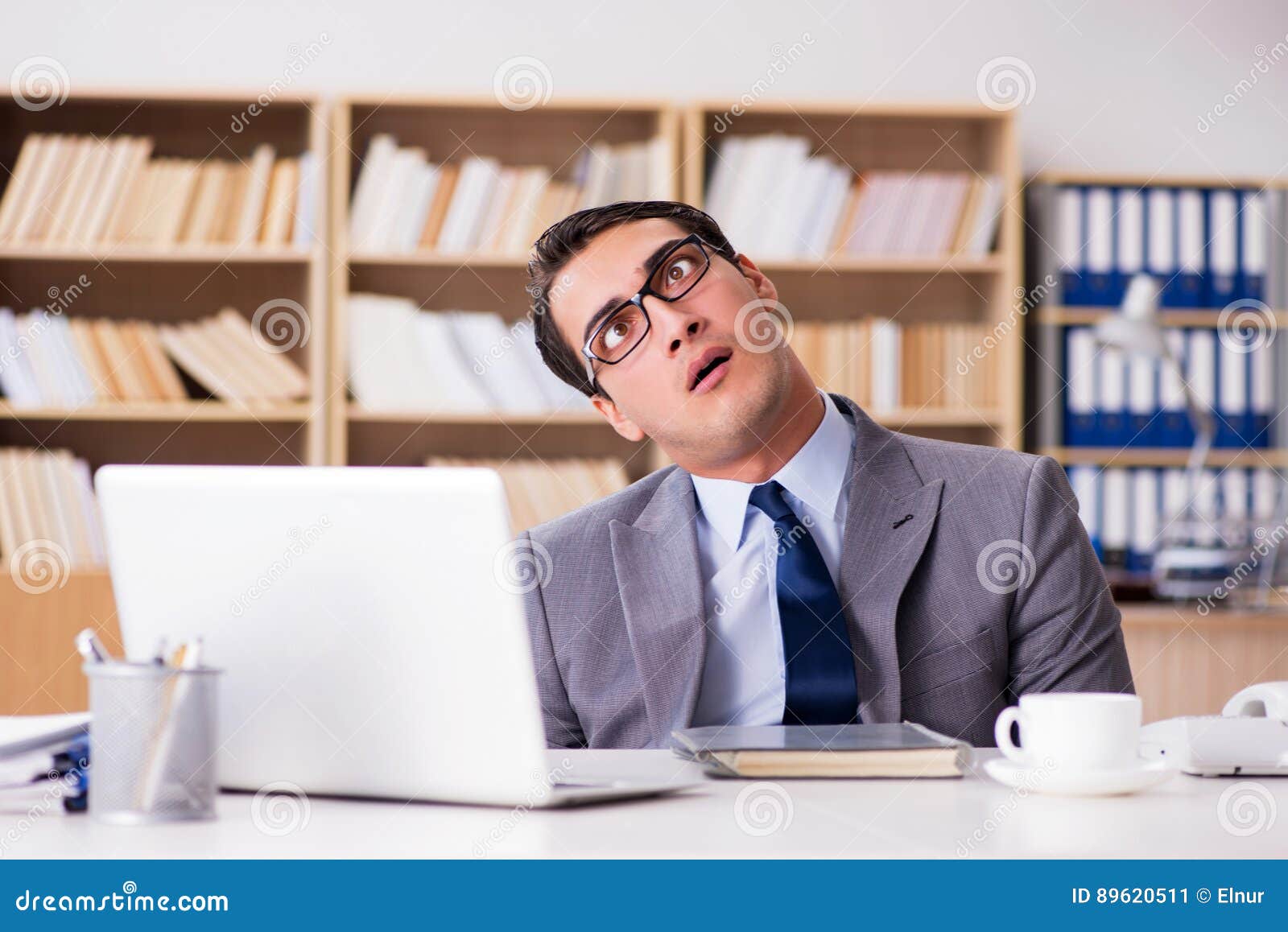 The Angry Businessman Working in the Office Stock Image - Image of ...