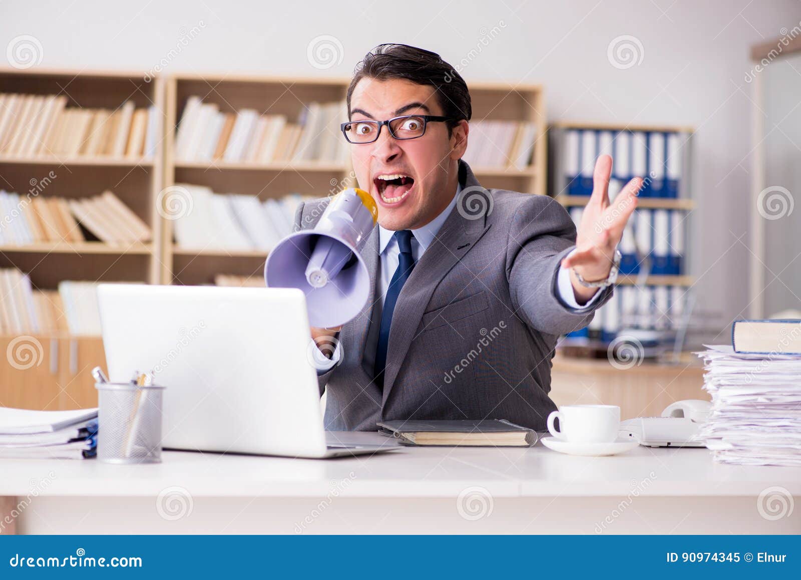 The Angry Businessman Working in the Office Stock Image - Image of ...