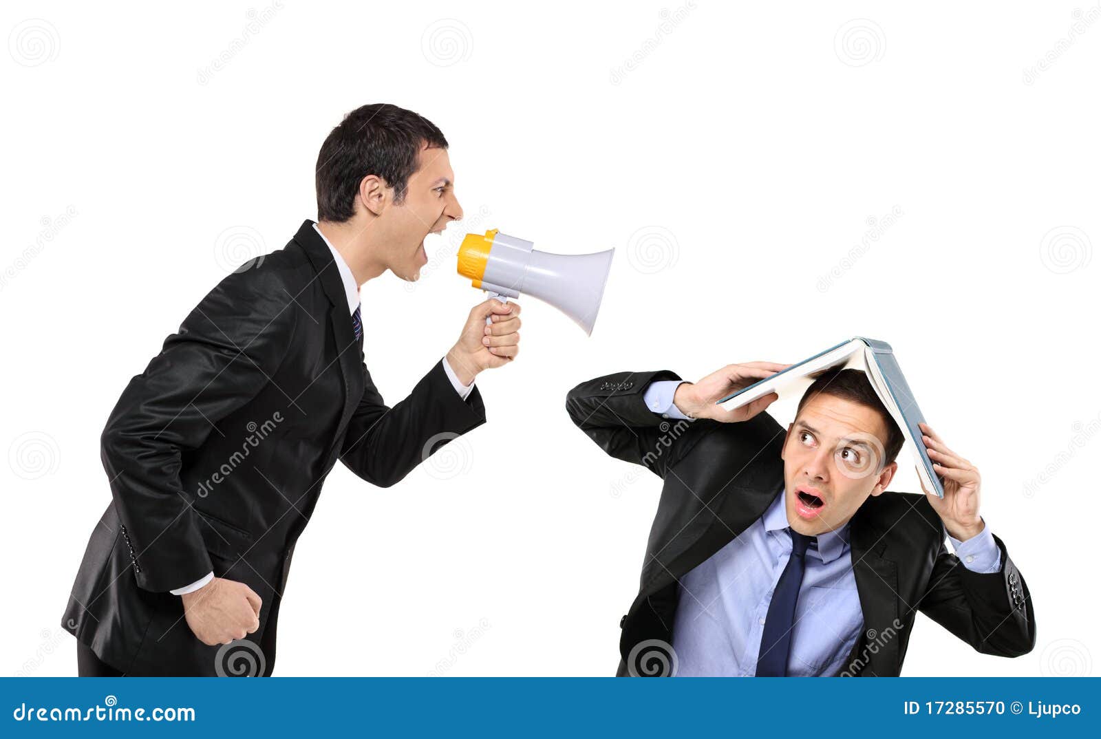 Angry Businessman Yelling To a Man Stock Photo - Image of fright ...