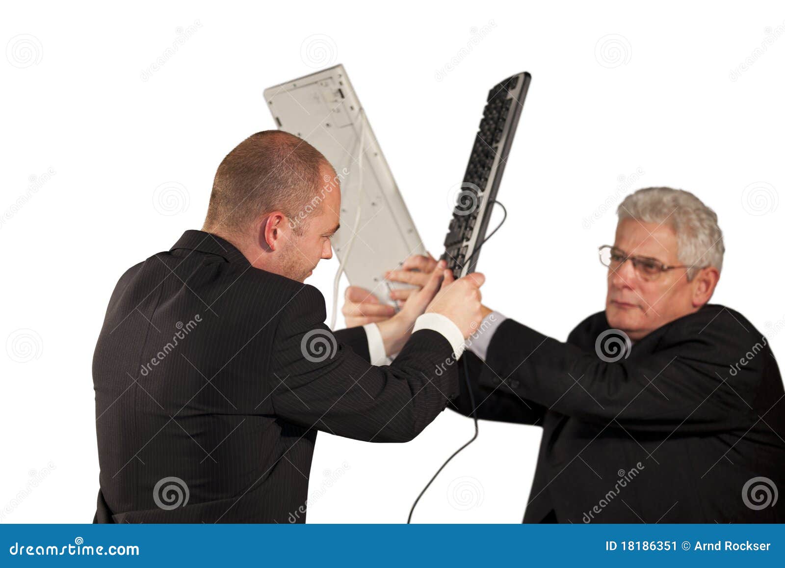 Angry Businessmen Fighting with Keyboards Stock Image - Image of ...