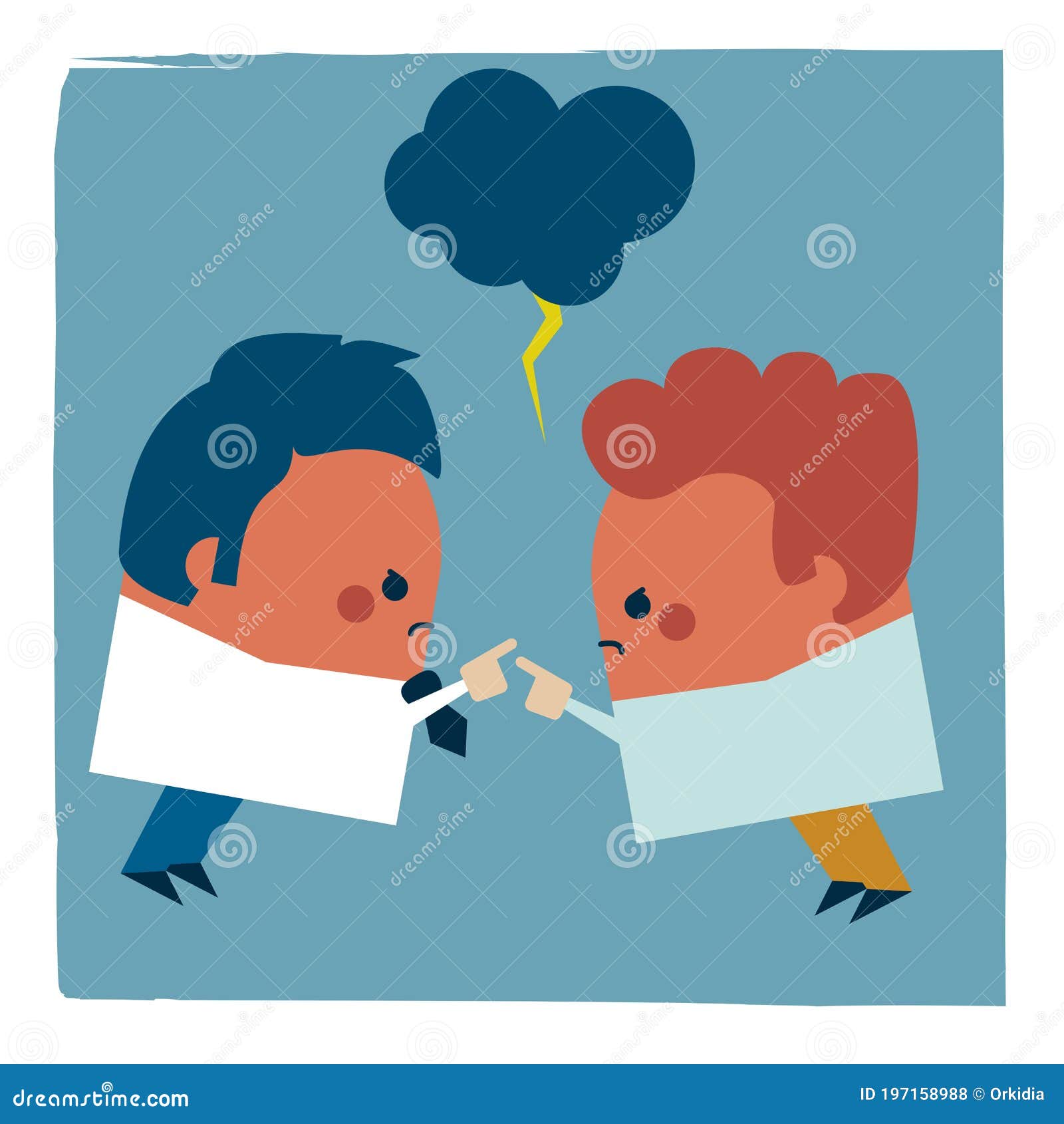 Two Angry Businessmen Collided Foreheads And Argue About Business And ...