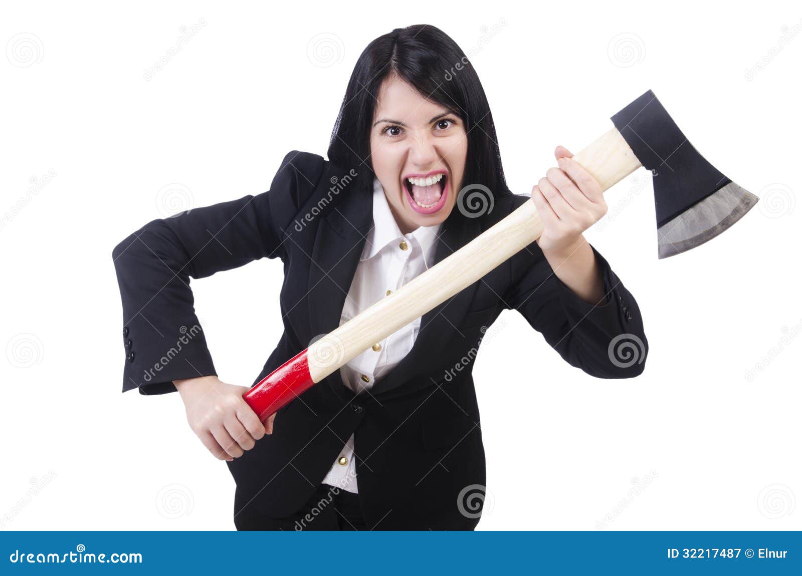 Angry Businesswoman with Axe Stock Image - Image of iron, female: 32217487