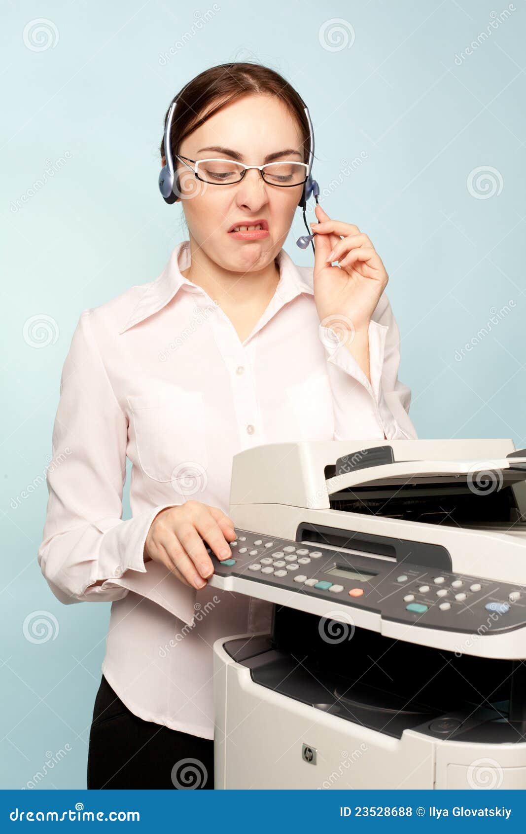 Angry Businesswoman with Copier Stock Photo - Image of girl, defeat ...