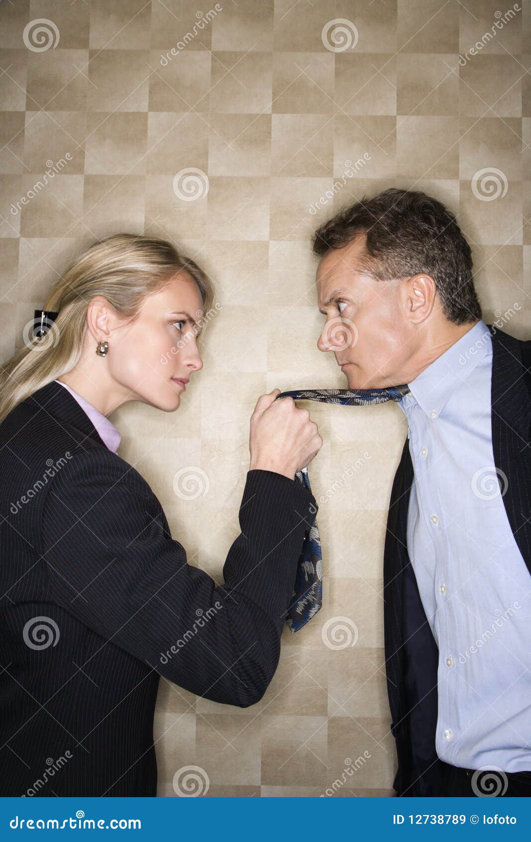 Angry Businesswoman Pulling Man S Tie Stock Image - Image of aggressive ...