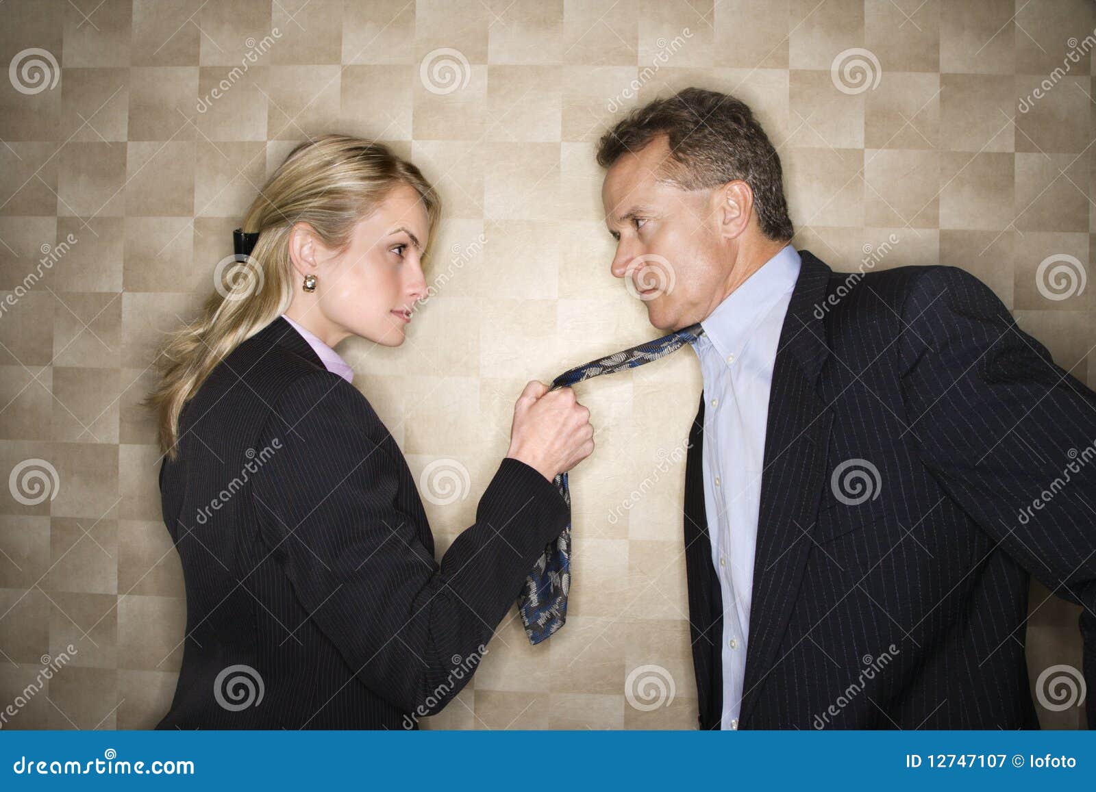 Angry Businesswoman Pulling Man S Tie Stock Image - Image of bossy ...