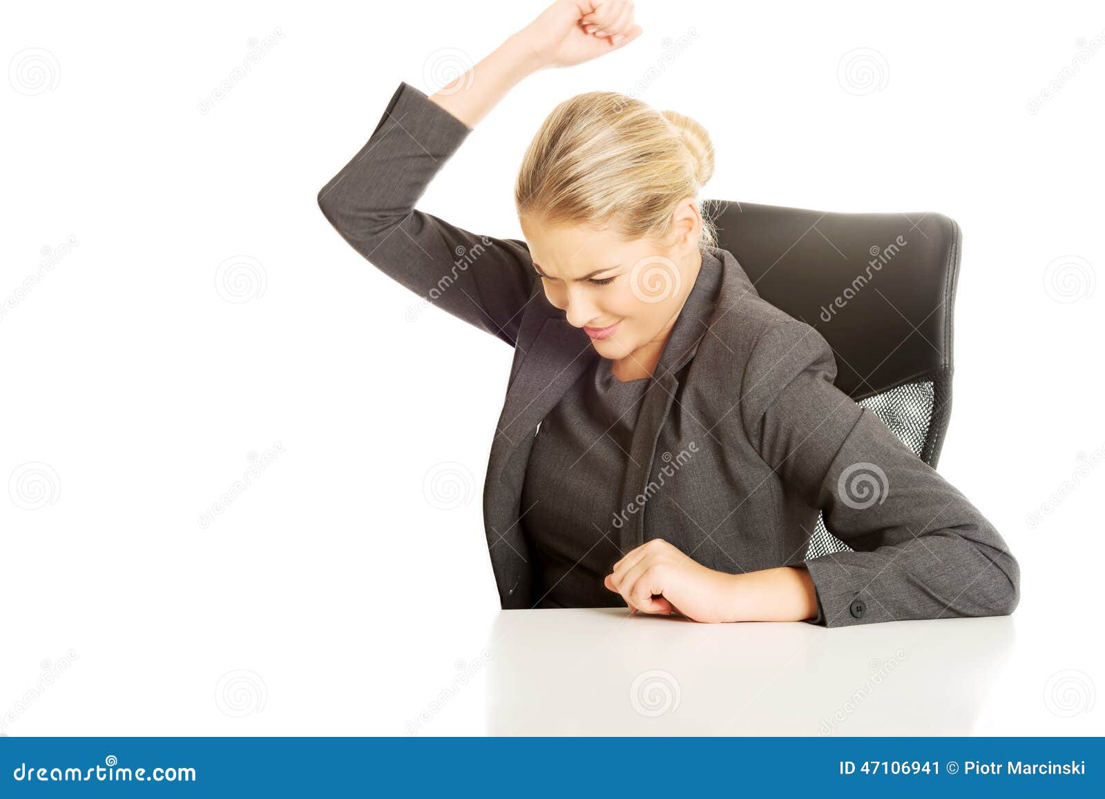 Angry Businesswoman Sitting at the Desk Stock Image - Image of ...