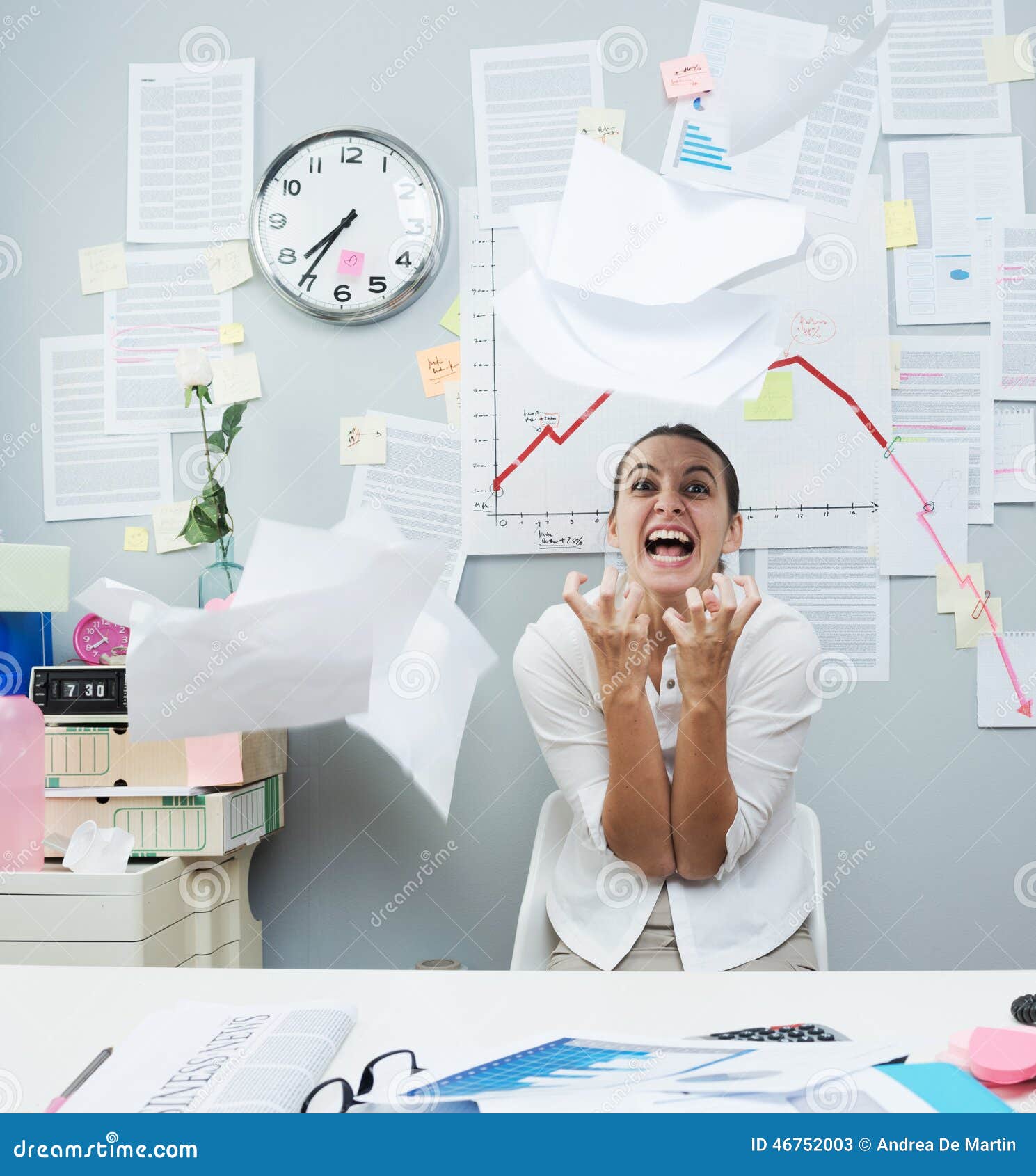 Angry Businesswoman Throwing Paperwork in Air Stock Image - Image of ...