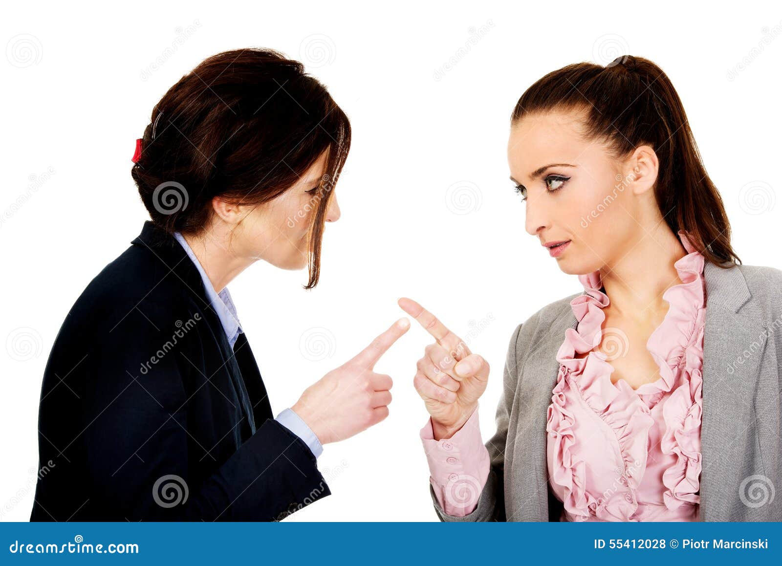 Angry Businesswomans Pointing on Each Other. Stock Photo - Image of ...