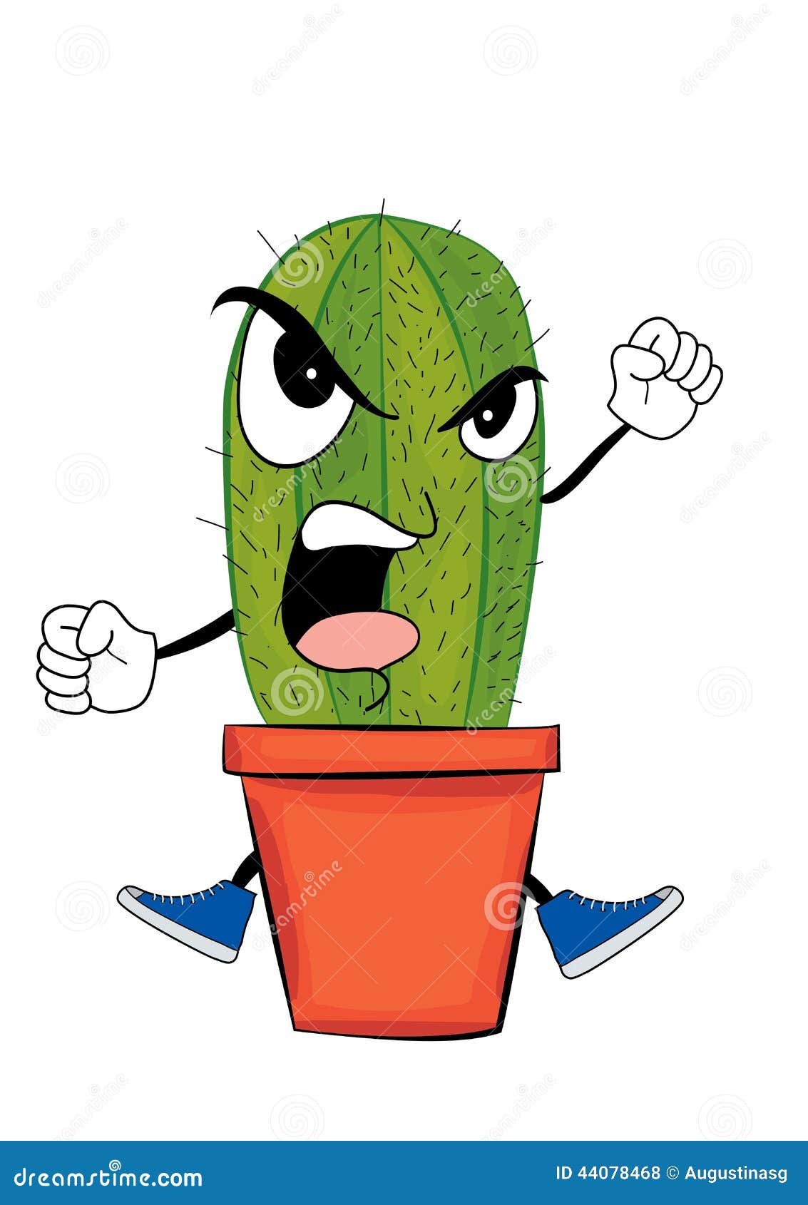 Angry Cactus Character, Succulent Plant With Funny Face Vector ...