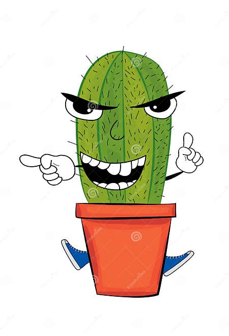 Angry cactus cartoon stock illustration. Illustration of natural - 44078491