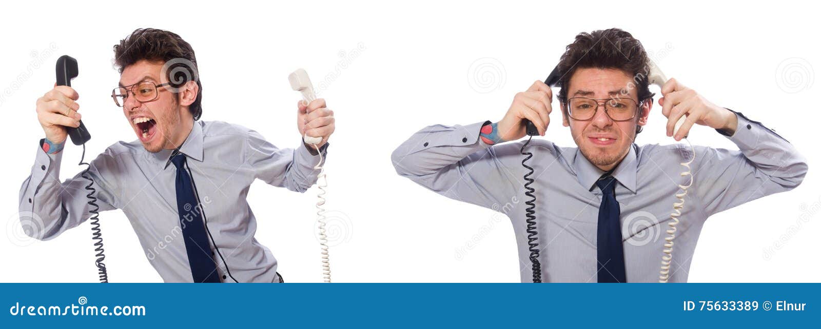 The Angry Call Center Employee in Collage Stock Image - Image of ...