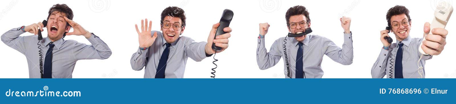 The Angry Call Center Employee in Collage Stock Photo - Image of ...