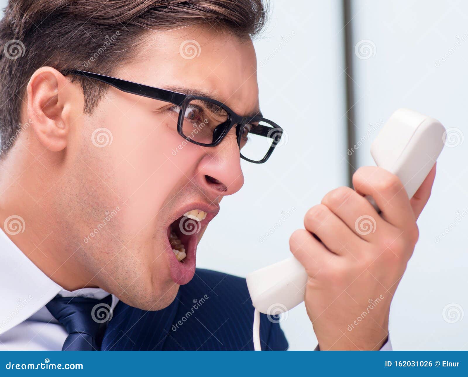 Angry Call Center Employee Yelling at Customer Stock Photo - Image of ...