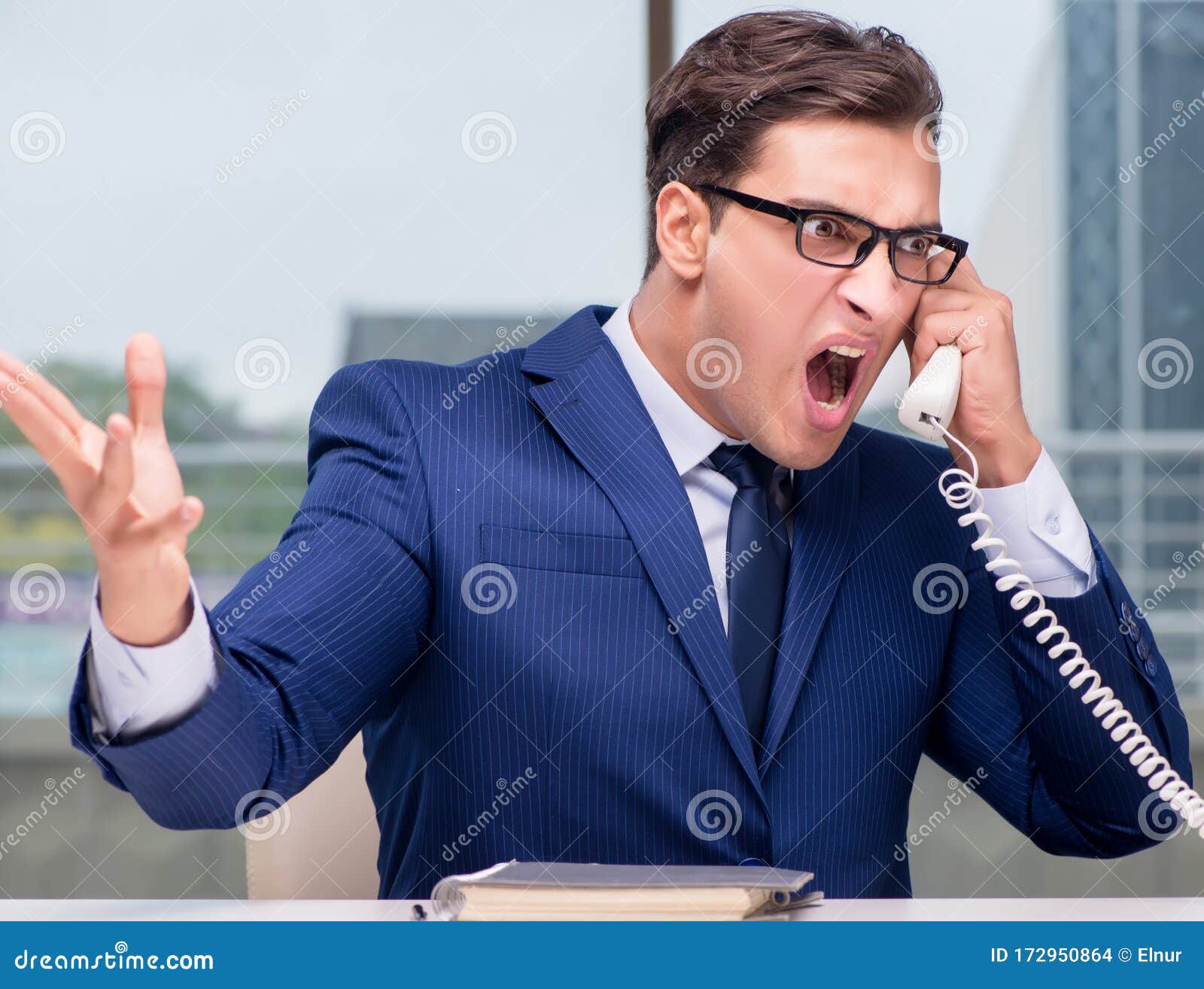 Angry Call Center Employee Yelling at Customer Stock Photo - Image of ...