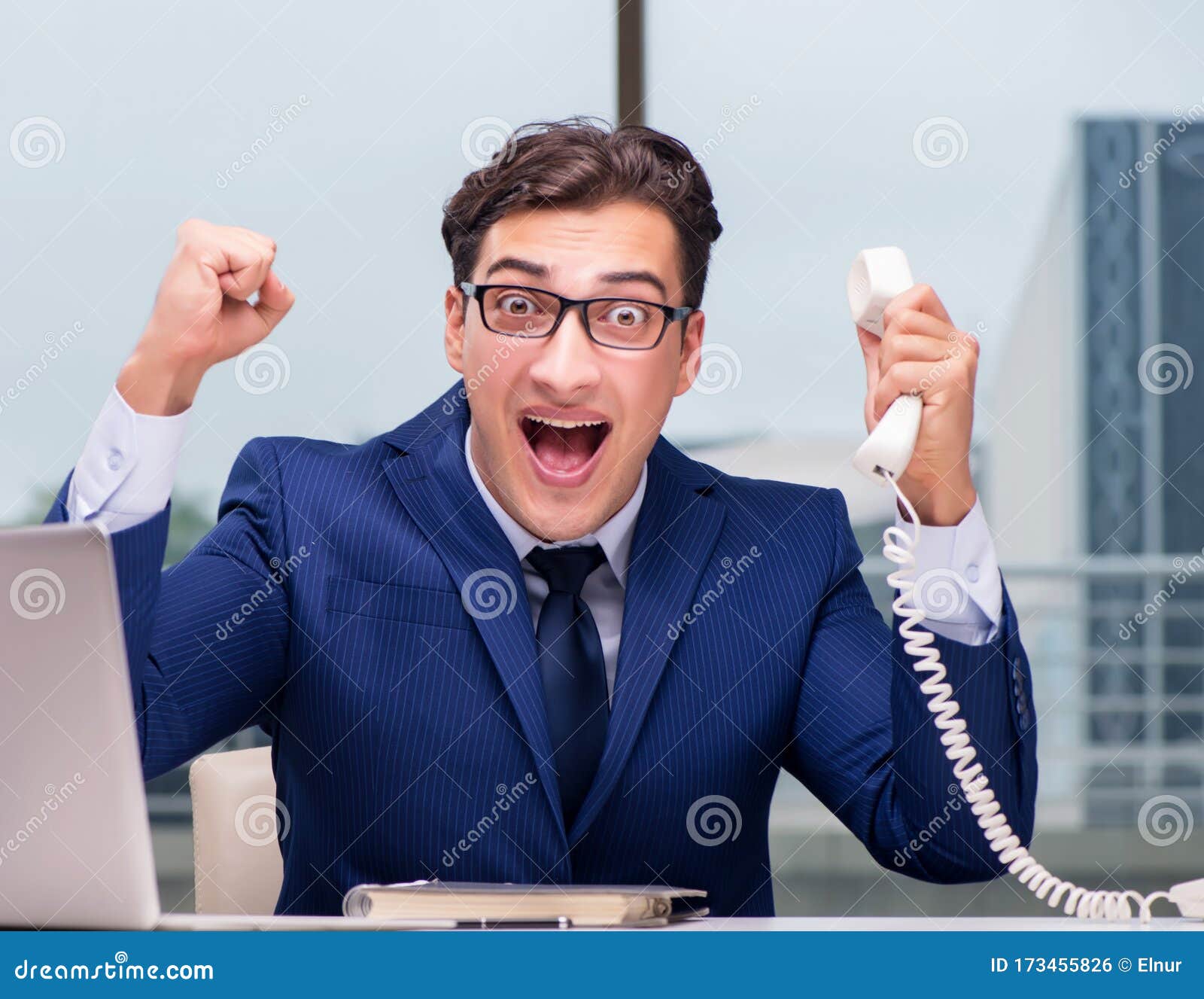 Angry Call Center Employee Yelling at Customer Stock Photo - Image of ...