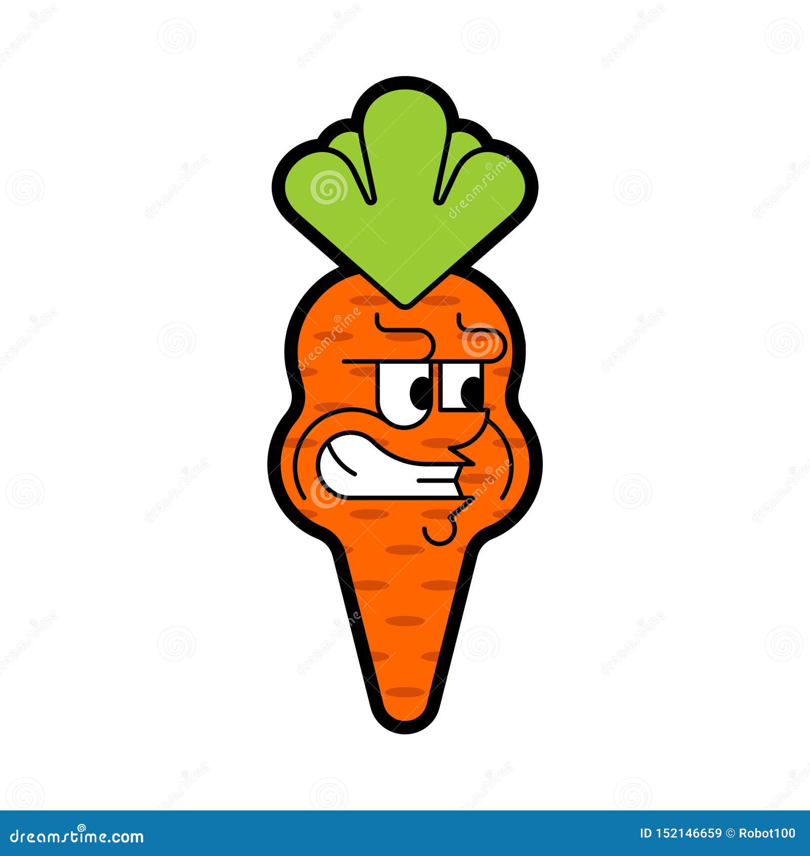 Angry Carrot Isolated. Evil Vegetable Stock Vector - Illustration of ...