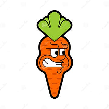 Angry Carrot Isolated. Evil Vegetable Stock Vector - Illustration of ...