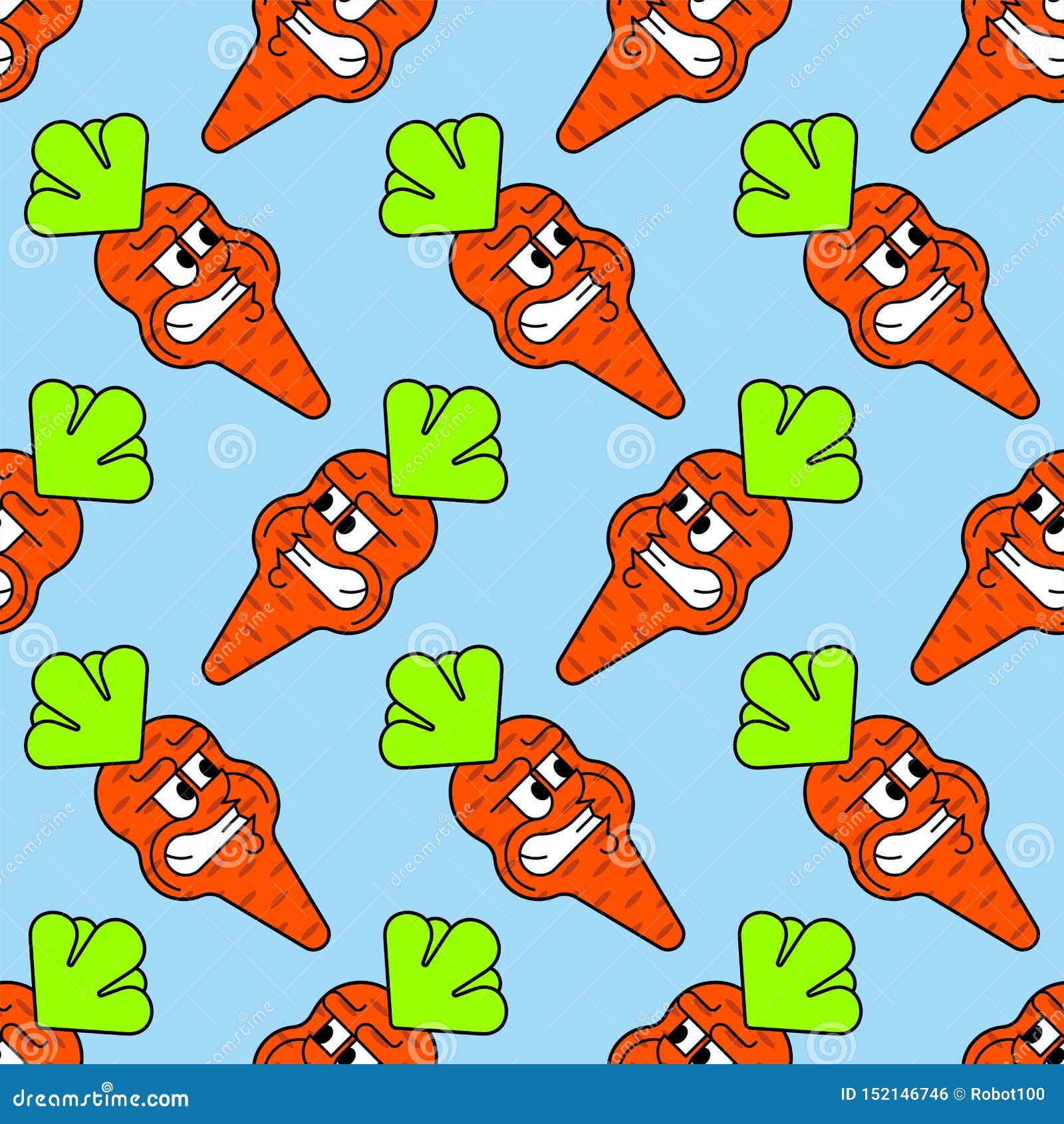 Angry Carrot Pattern Seamless. Evil Vegetable Background Stock Vector ...