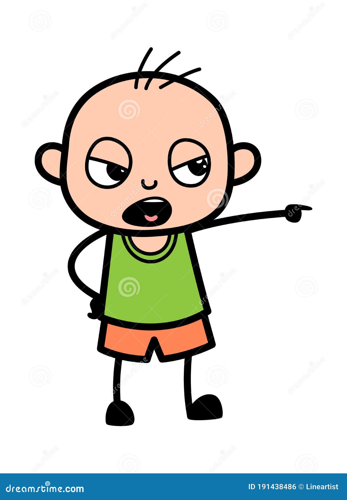 Angry Cartoon Bald Boy Shouting Stock Illustration - Illustration of ...