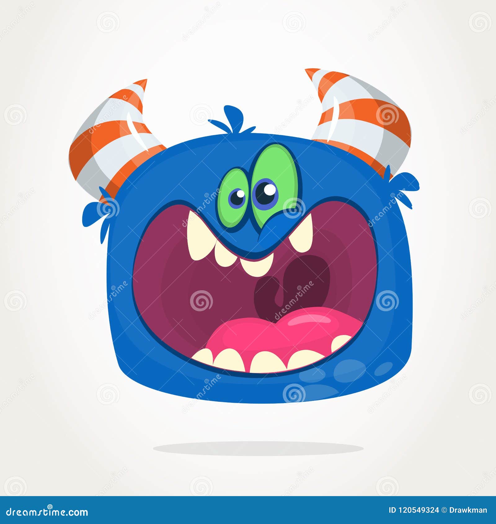 Angry Cartoon Blue Monster Screaming. Yelling Angry Monster Expression ...